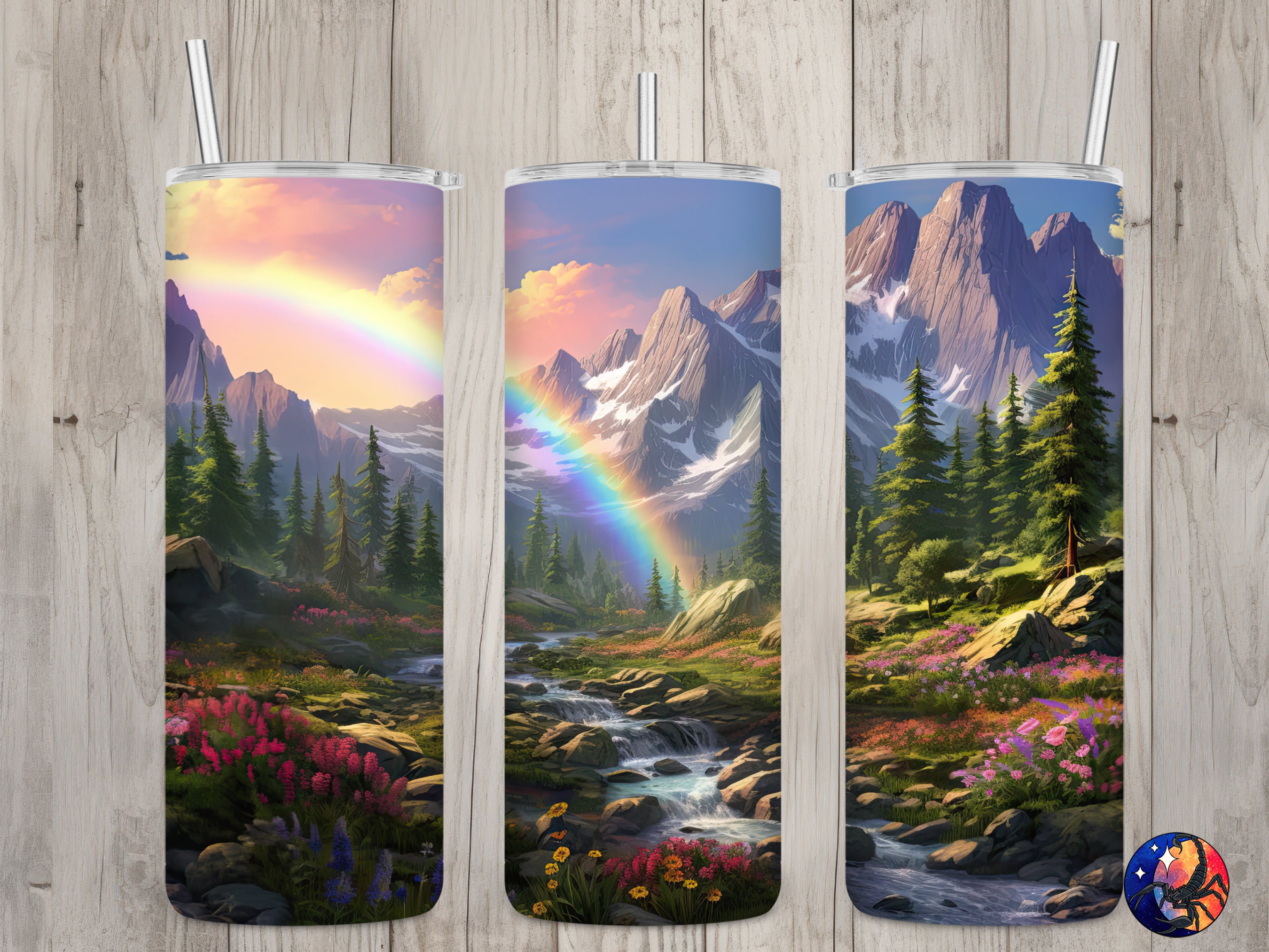 Seamless Rainbow Mountain Landscape Design, Landscape 20 oz | Inspire ...