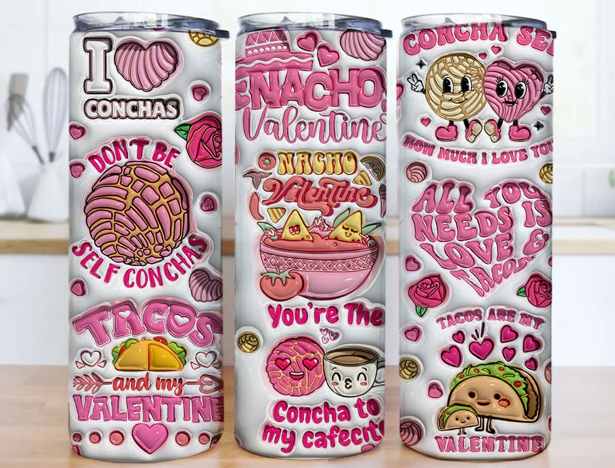 3D Inflated Mexican Valentine Tumbler Wrap, Conchas Valentin | Inspire ...