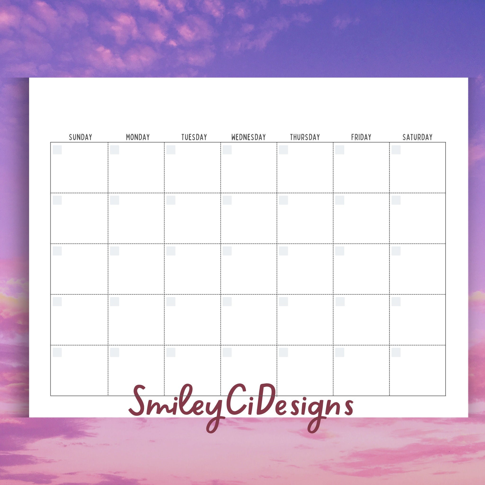 Bold Tall , 3 Styles , Blank Month Calendar , PDF , Digital | Inspire ...