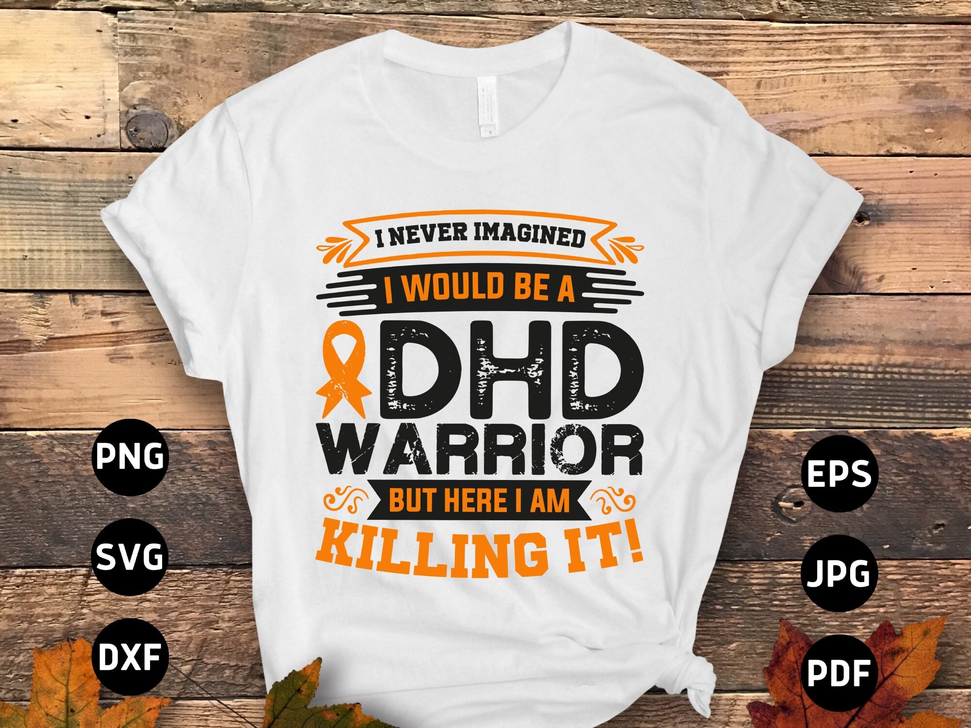 ADHD Awareness Svg Png, ADHD Warrior Svg, Orange Ribbon Svg | Inspire ...