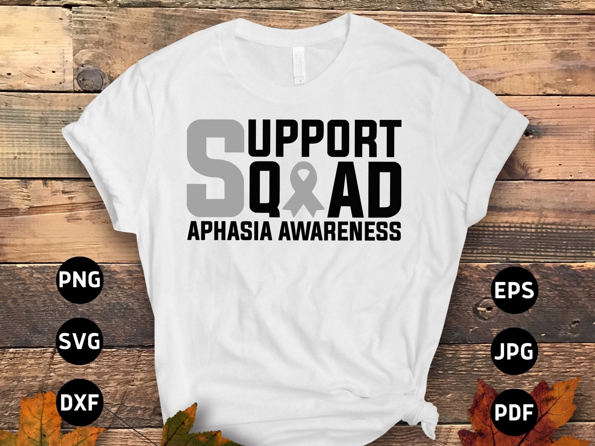 Aphasia Awareness Svg Png, Support Squad Svg, Gray Ribbon Sv - Inspire ...