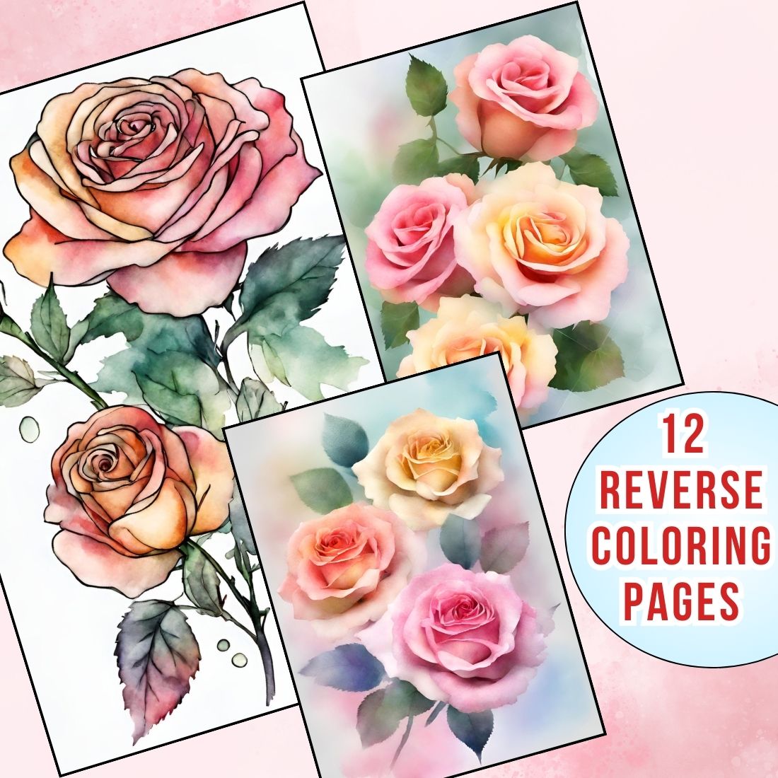 12 Stunning Rose Reverse Coloring Pages for Instant Creativi | Inspire ...