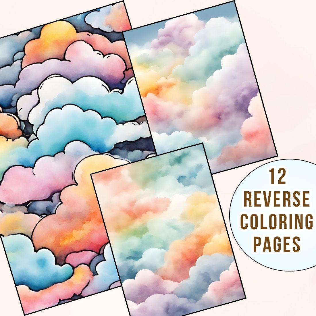 12 Clouds Reverse Coloring Pages for Creative Kids | Unlock | Inspire ...