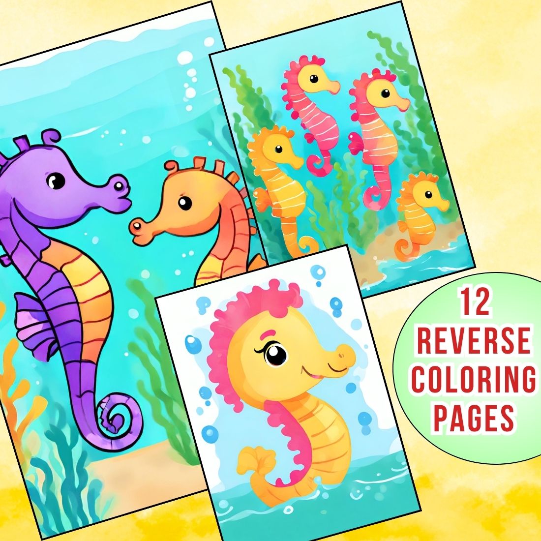 Creative Fun for All Ages! 12 Seahorse Reverse Coloring Page | Inspire ...