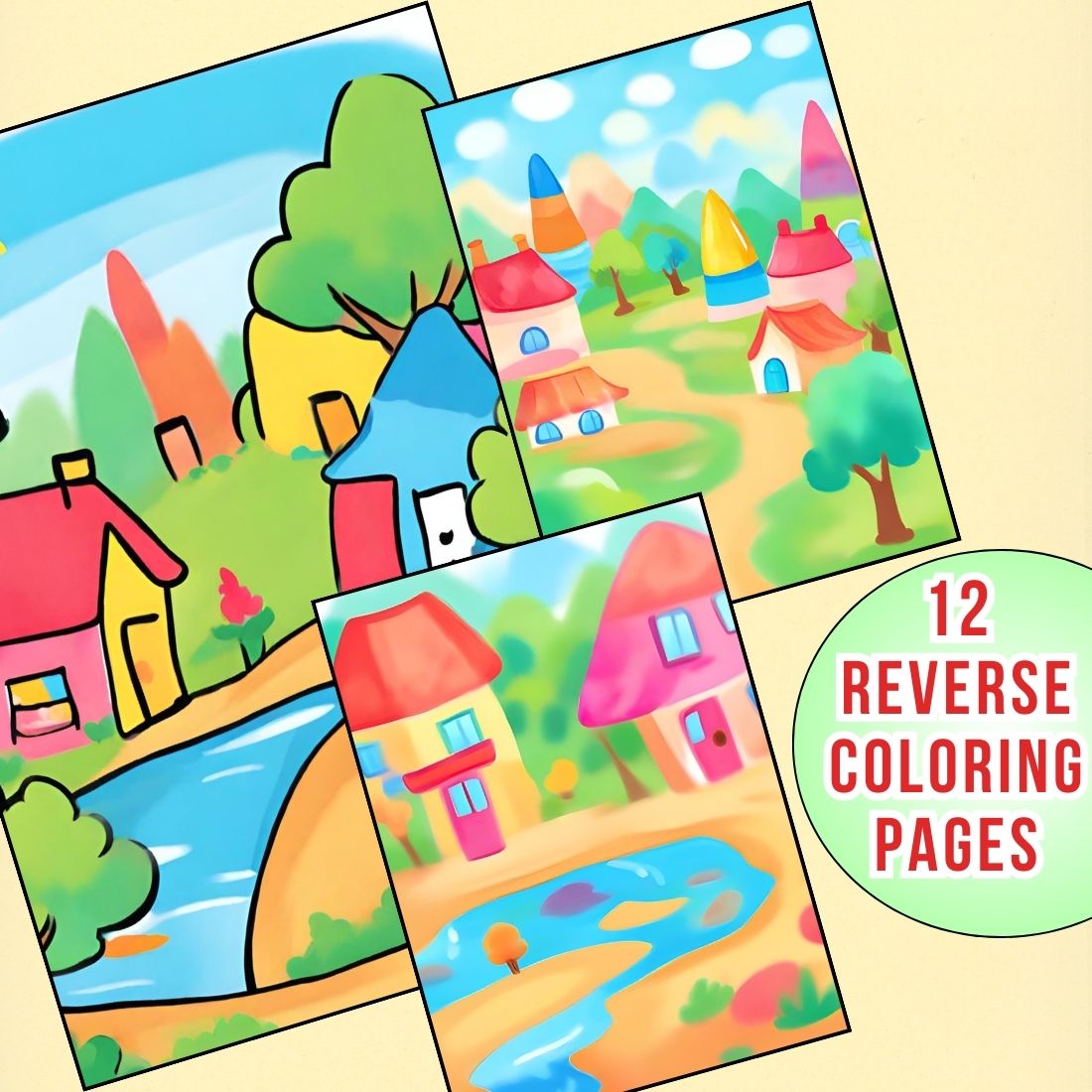 Explore Village Landscape Reverse Coloring Pages for Unique | Inspire ...