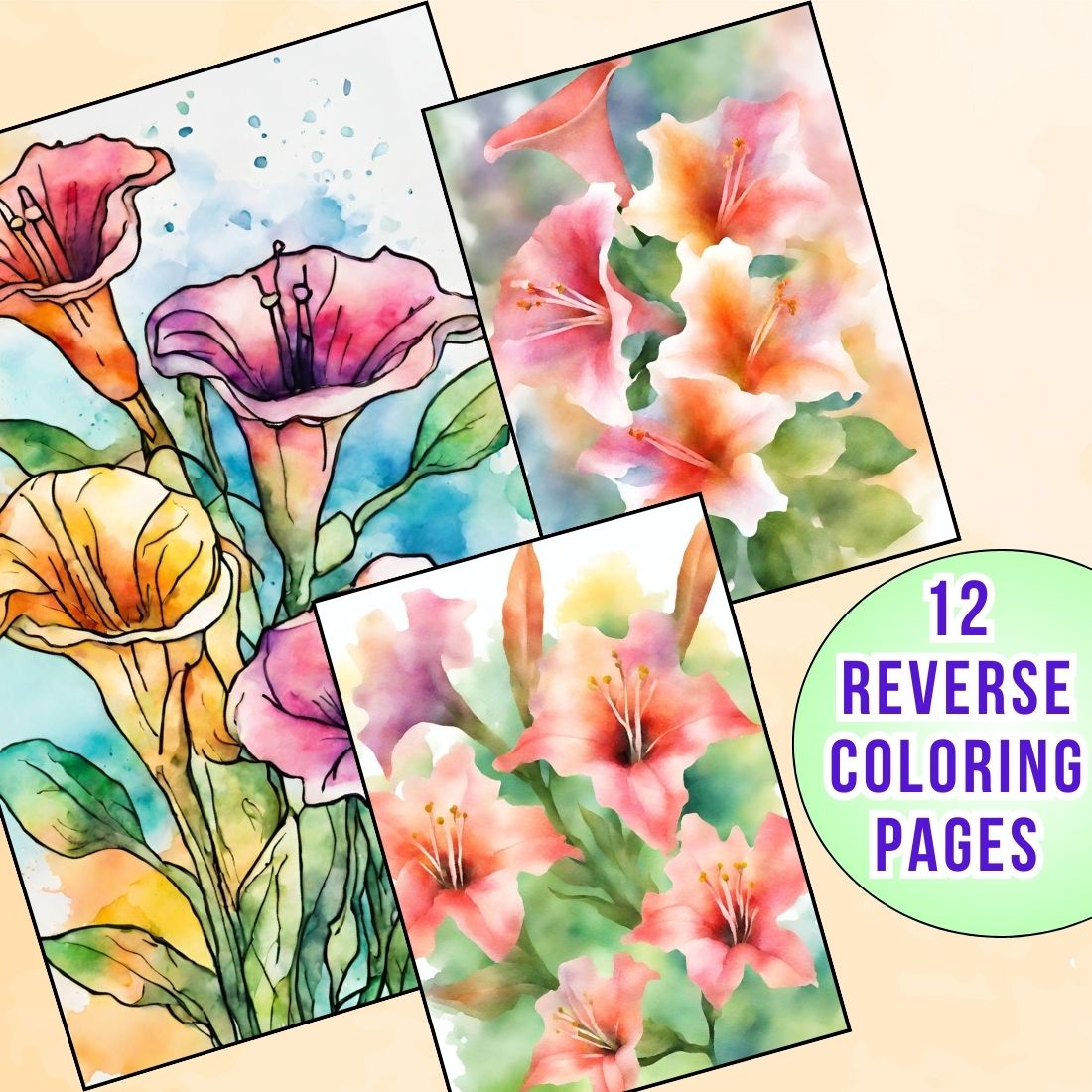 Stunning Trumpet Flowers Reverse Coloring Pages | Discover t | Inspire ...