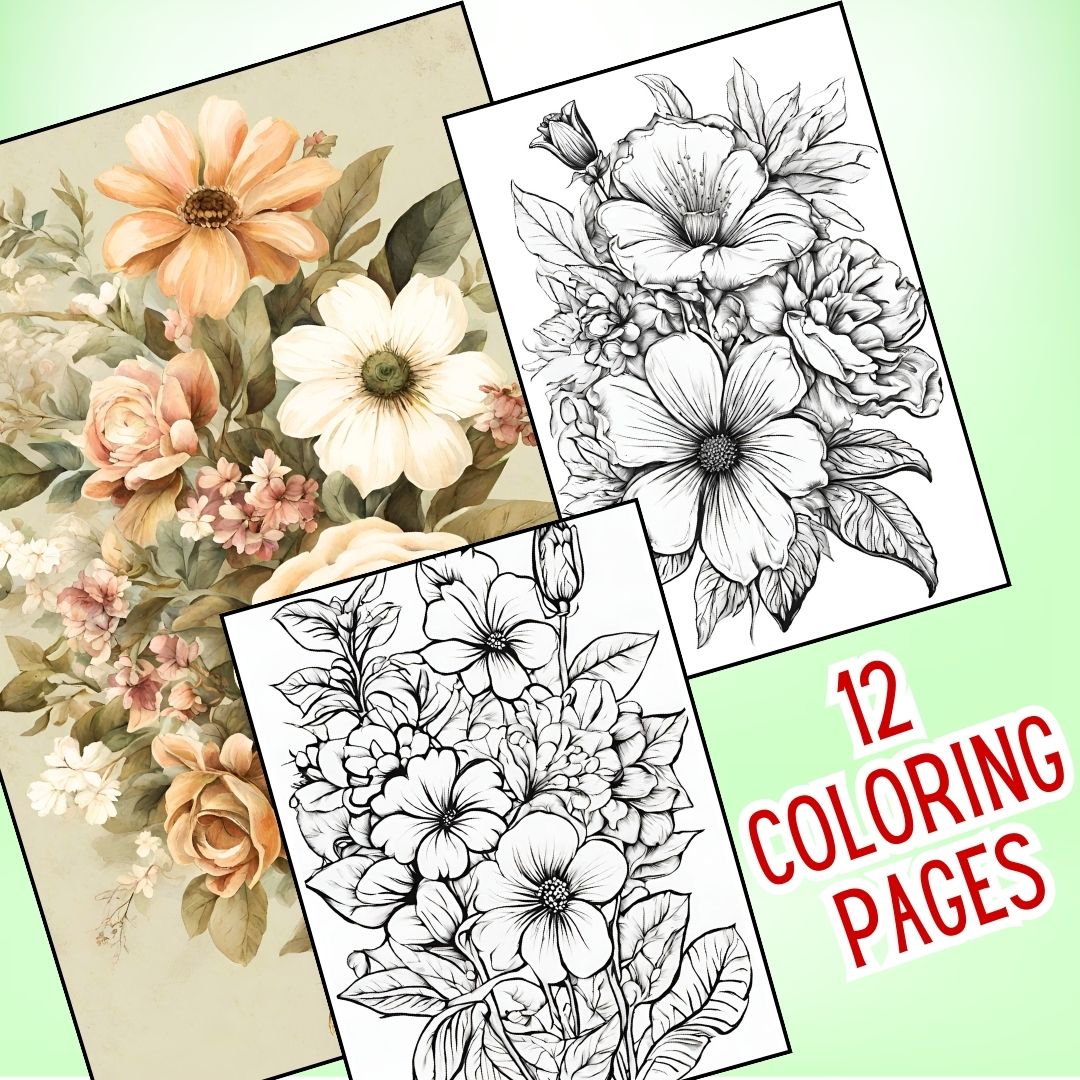 12 Adorable Vintage Floral Coloring Pages for Kids - A Fun a | Inspire ...