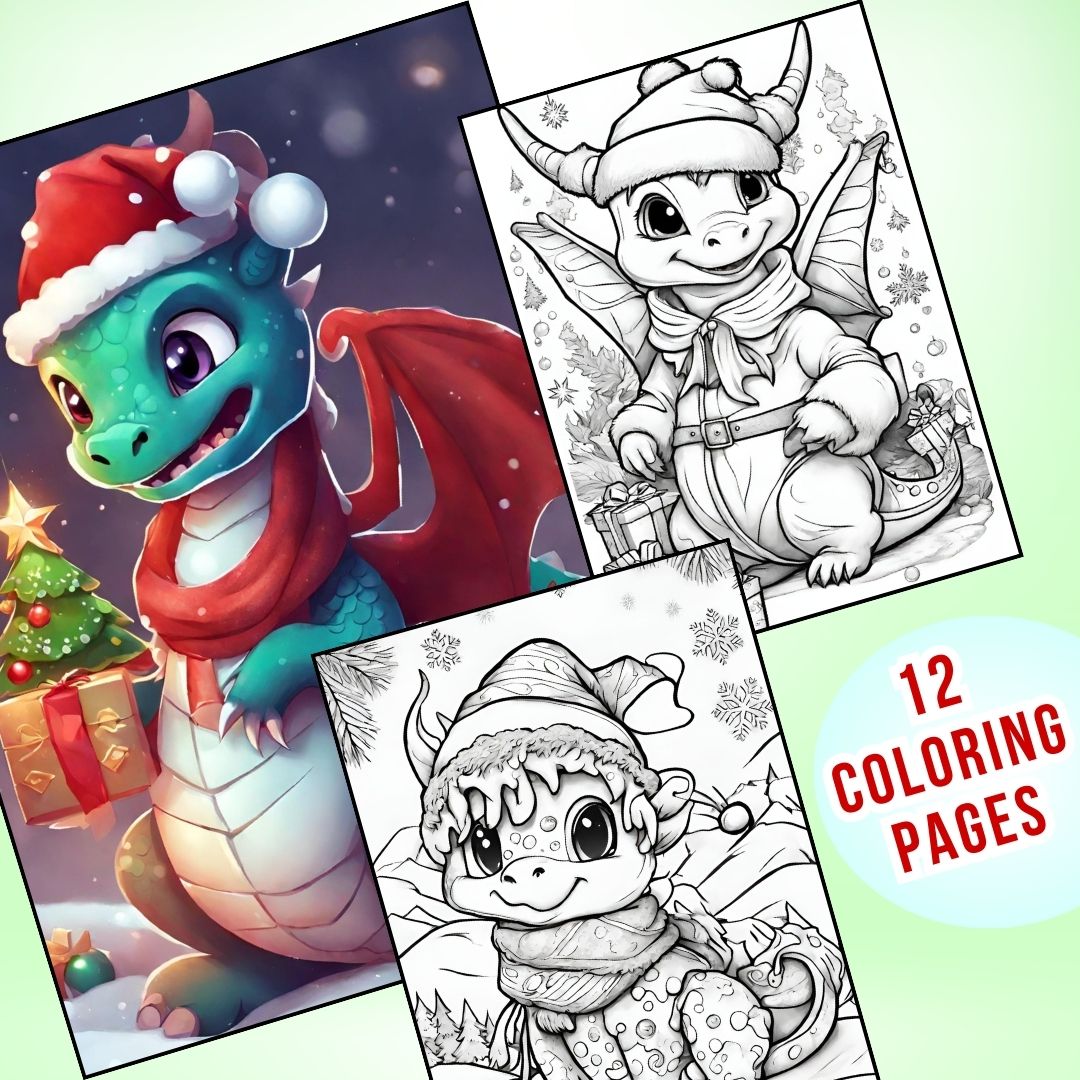 12 Magical Christmas Dragon Coloring Pages | Inspire Uplift