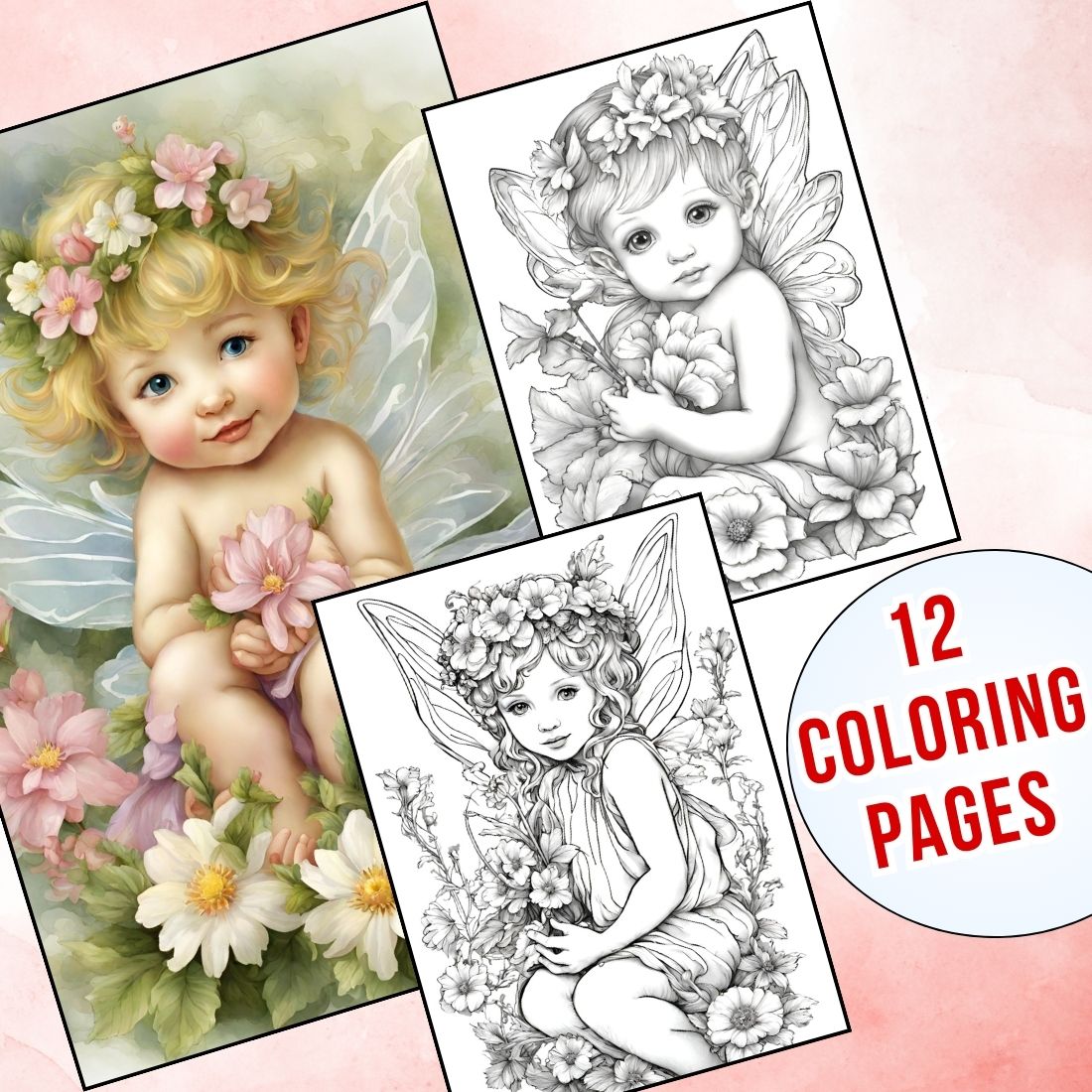 12 Enchanting Baby Flower Fairy Coloring Pages! Screen-free | Inspire ...