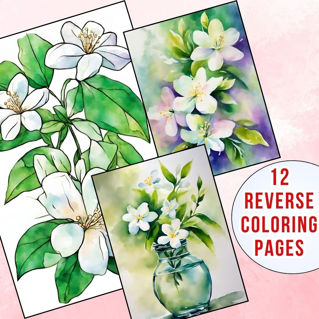 Reveal Stunning Jasmine Flowers in Reverse Coloring Pages - | Inspire ...
