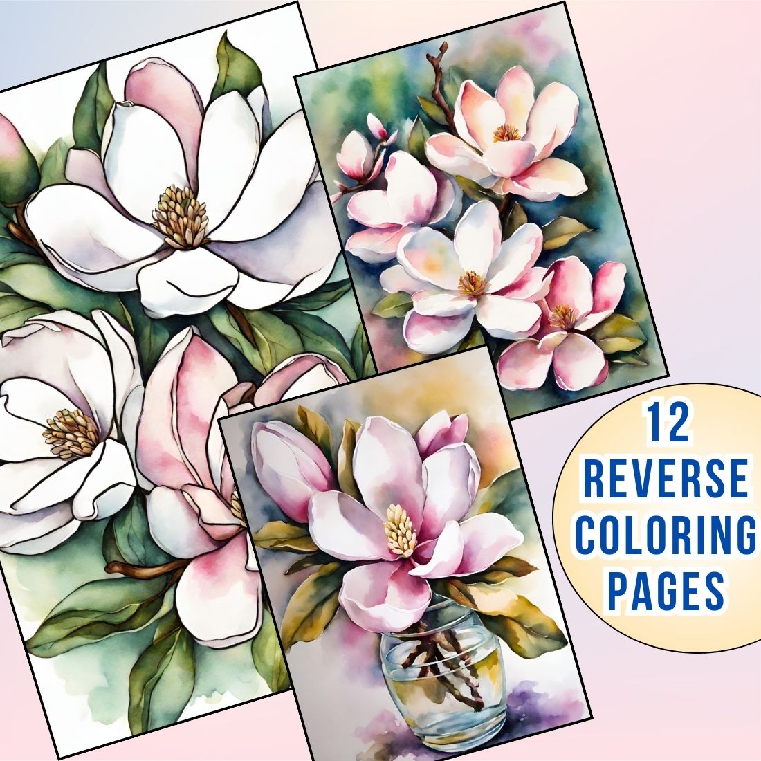 Discover Serenity with 12 Magnolia Flower Reverse Coloring P - Inspire ...