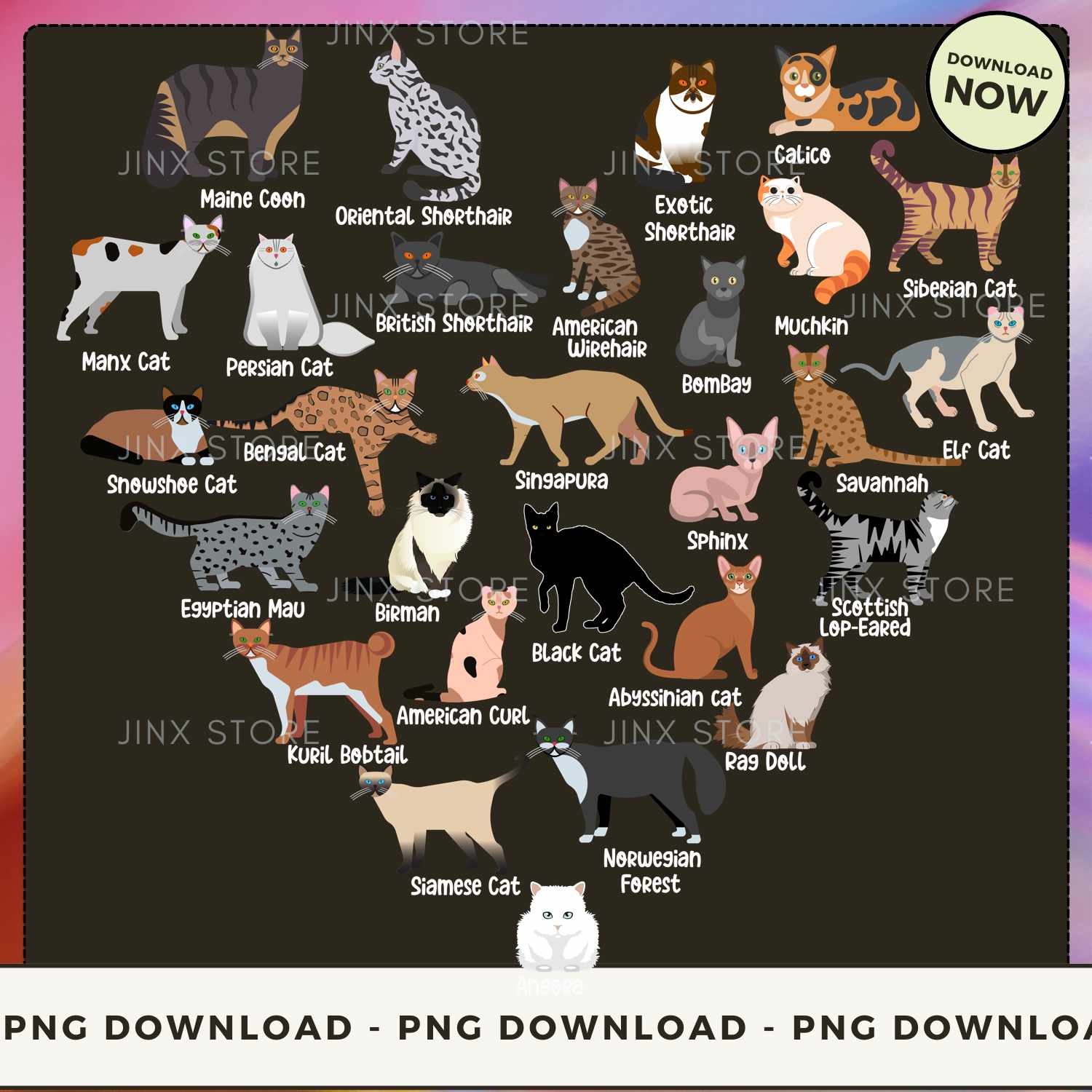 PNG Digital Design - Cat Breeds PNG Download, PNG File, Pri | Inspire ...