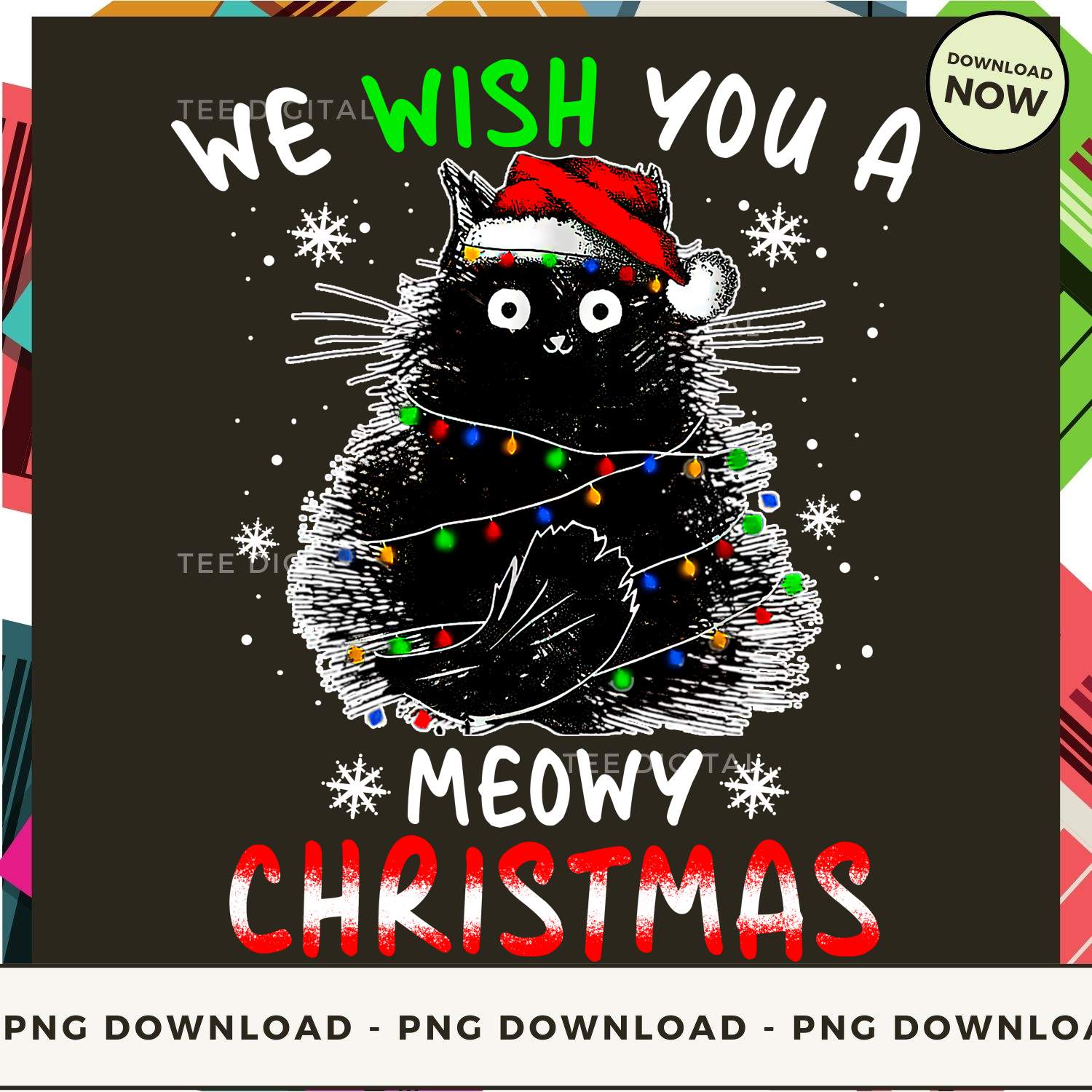 Digital | We Wish You A Meow Christmas - Christmas Black Cat | Inspire ...