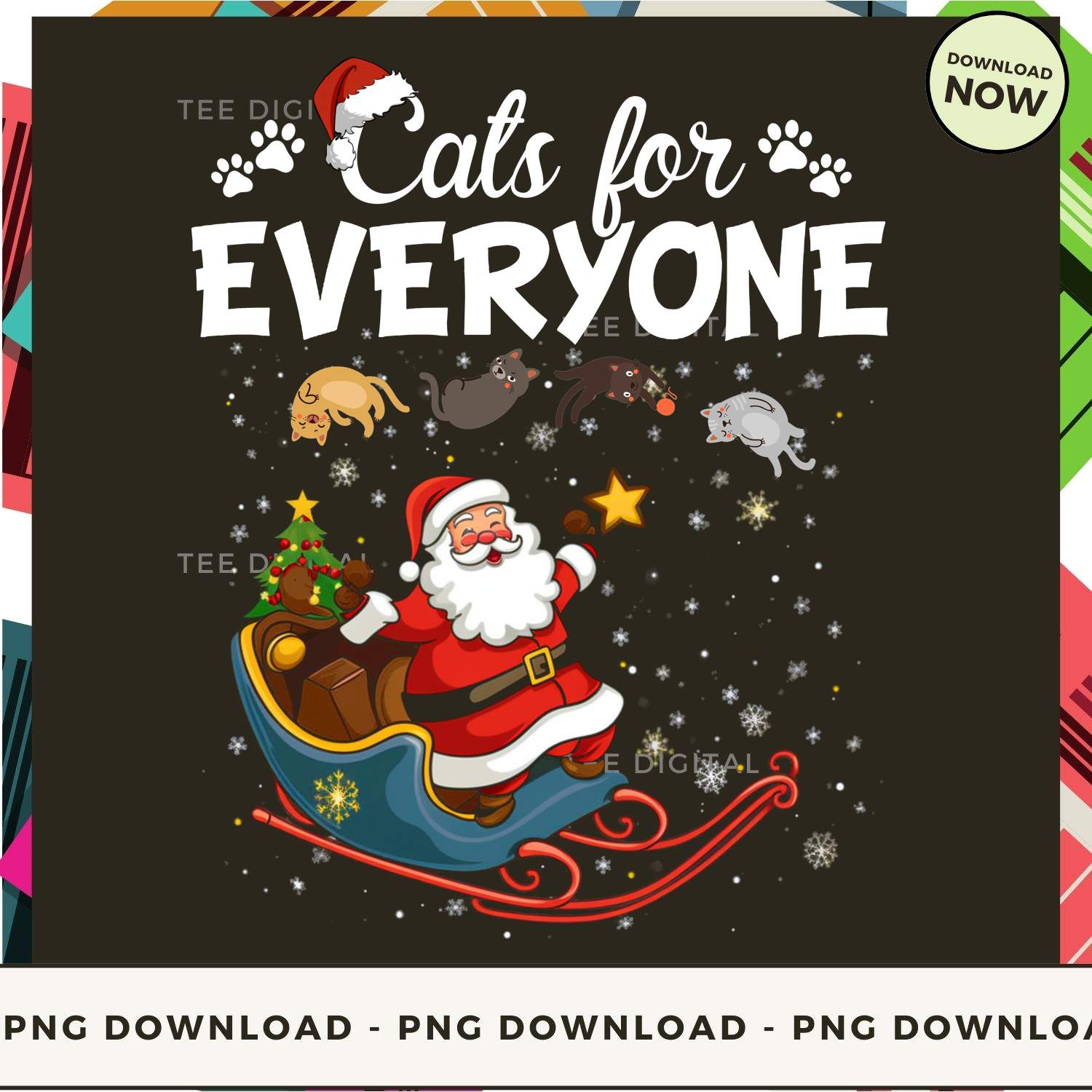 Digital | Santa Claus With Cats Around - Cute Christmas Cat | Inspire ...