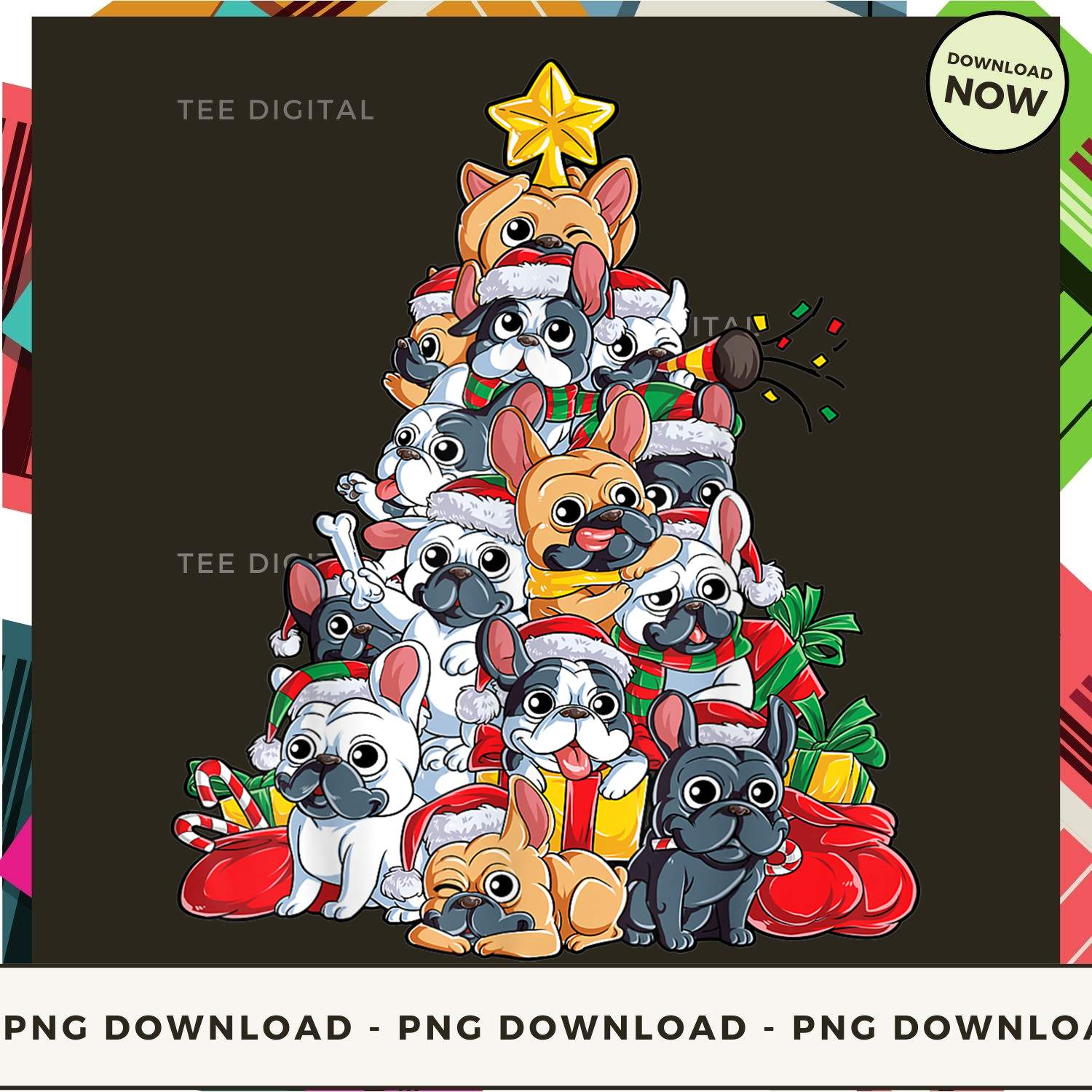 Digital | Together Arrange Christmas Tree Dog Santa Hats - C - Inspire ...