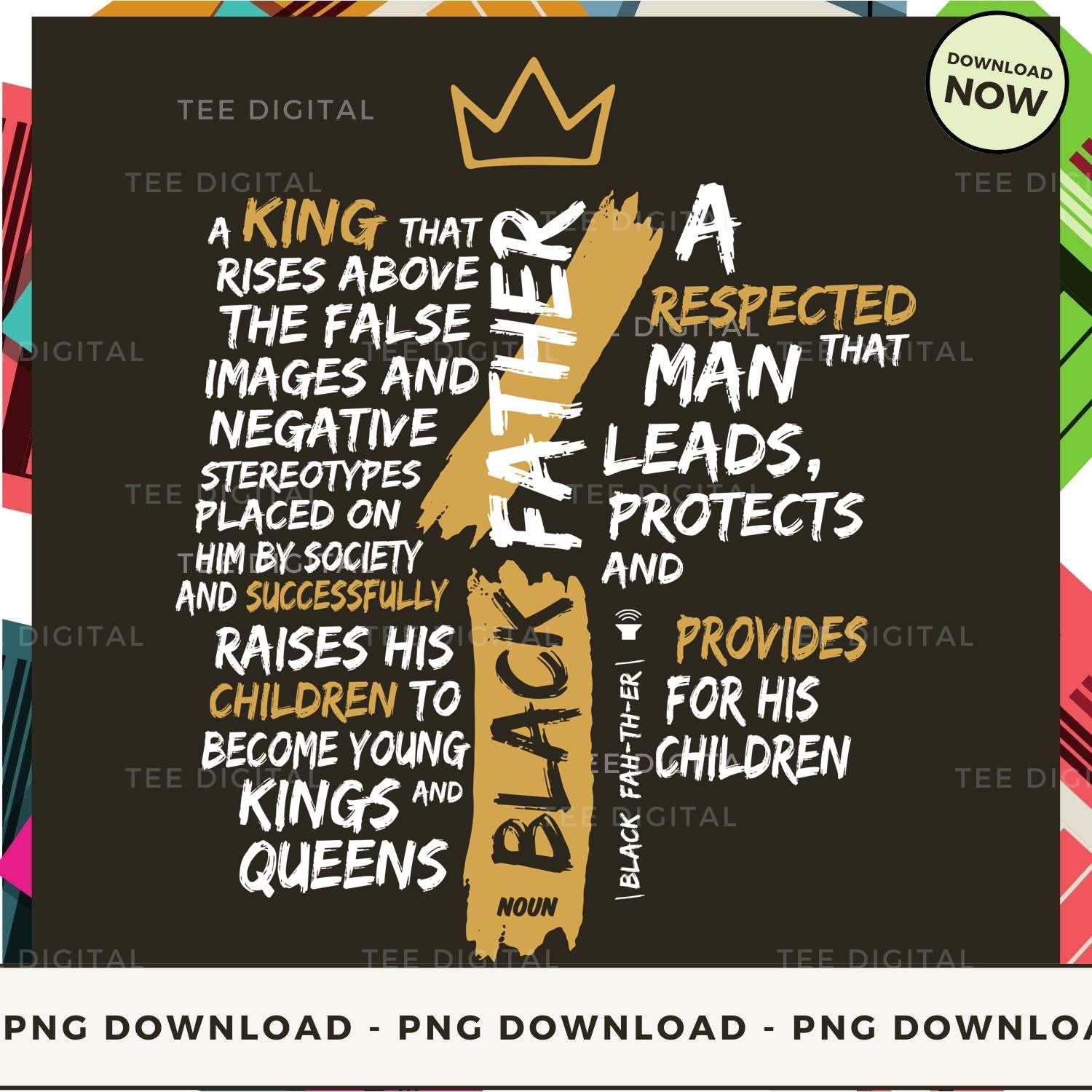 Digital | Black Father PNG Download, PNG File, Printable PN | Inspire ...