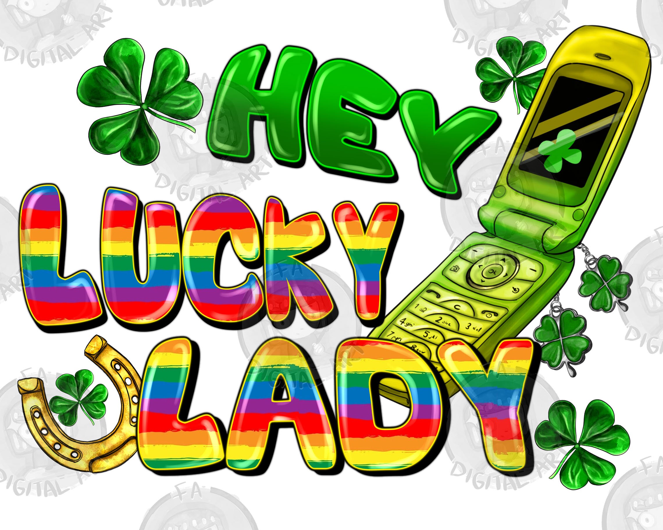 Hey Lucky Lady Flip Phone Png Sublimation Design Download, S | Inspire ...