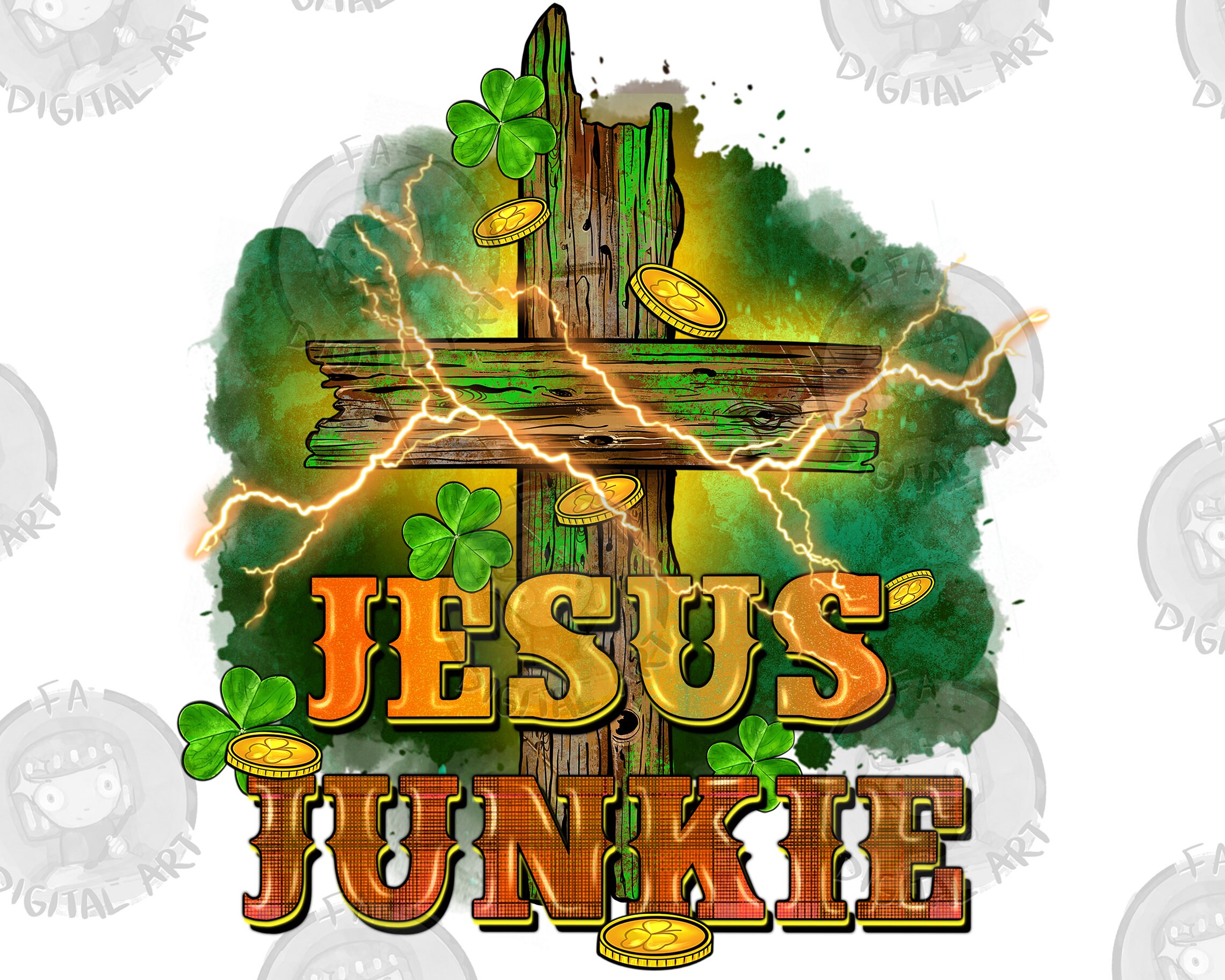 Jesus Junkie Png Sublimation Design Download, St. Patricks D - Inspire Uplift
