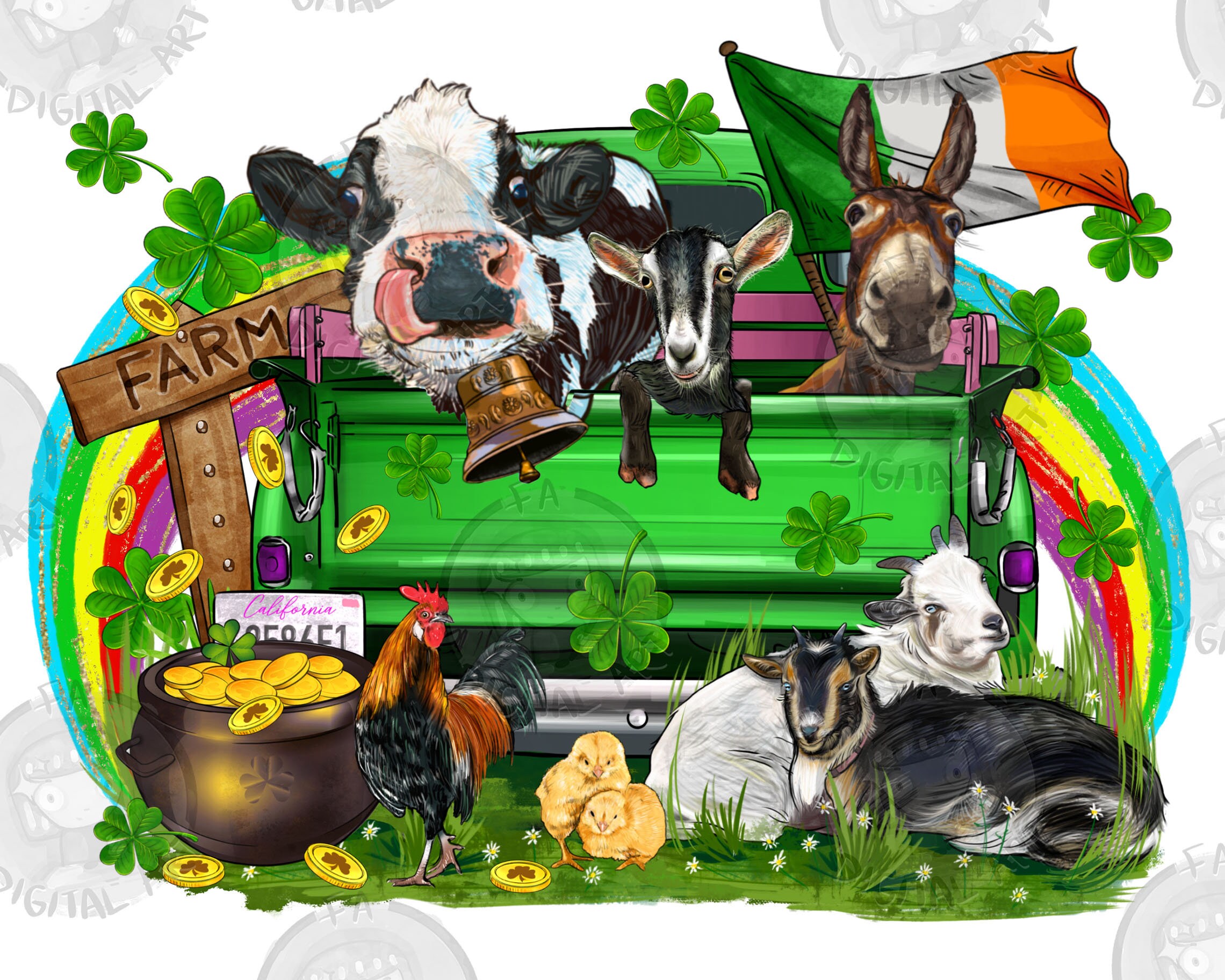 St. Patricks Day Farm Animal Truck Png Sublimation Design Do | Inspire ...