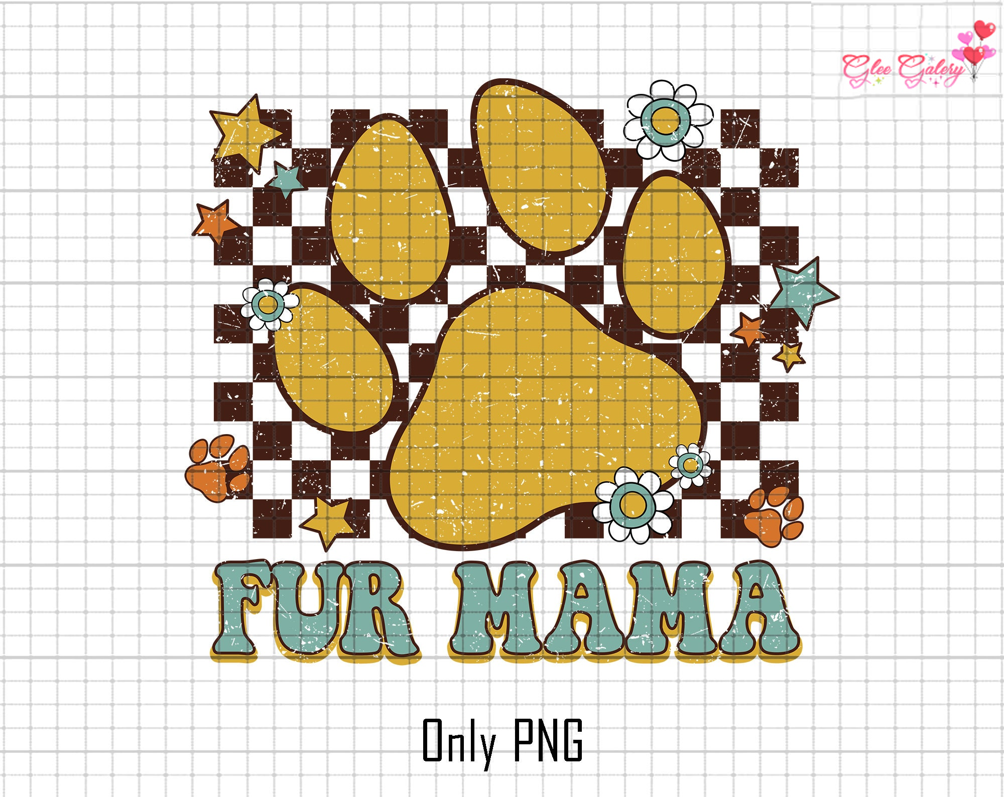 Fur Mama Png, Paw Mama Png, Checkered Fur Mama Png, Paw Love | Inspire ...
