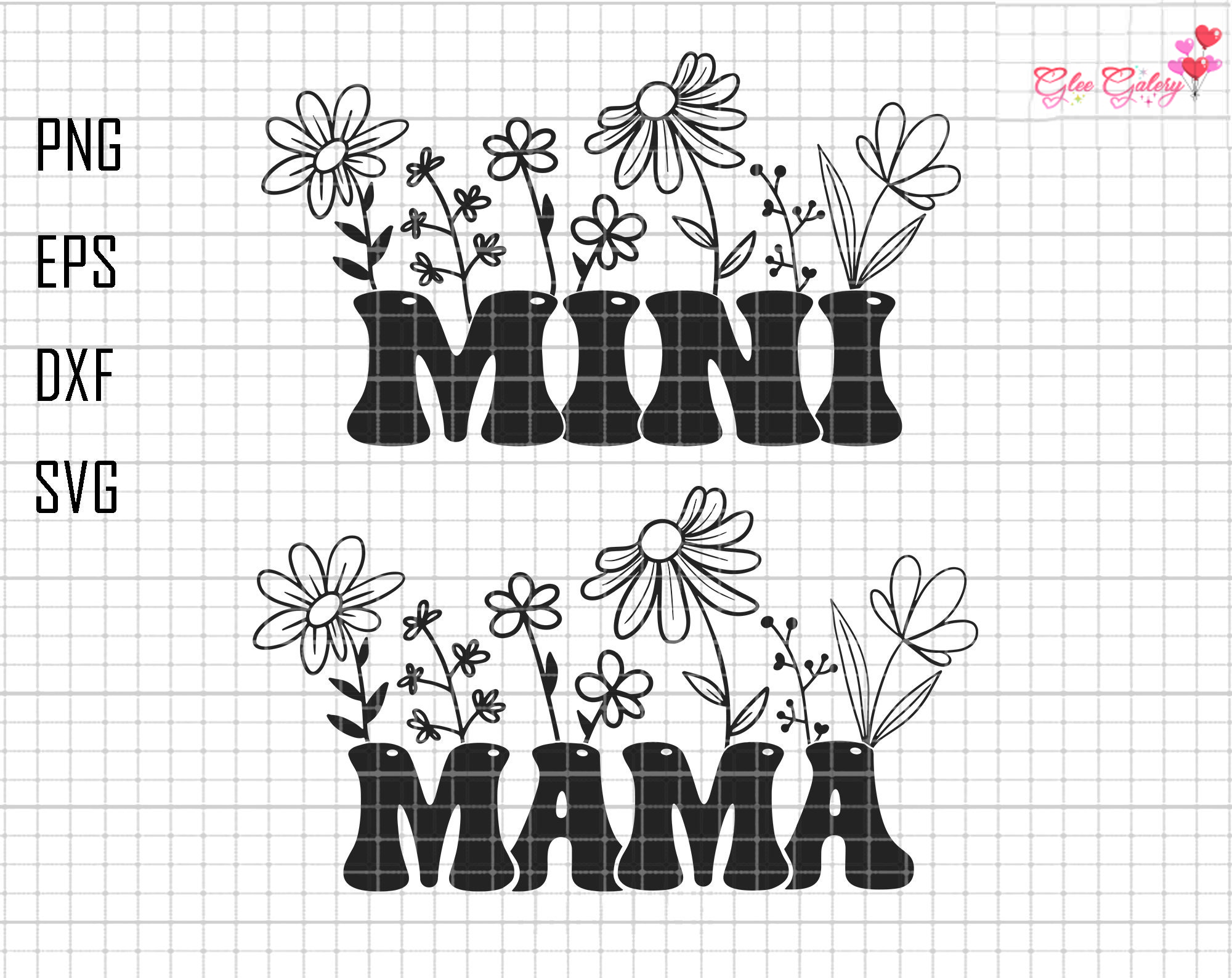 Mama And Mini Svg, Mom And Daughter Svg, Flower Mama And Mim - Inspire ...