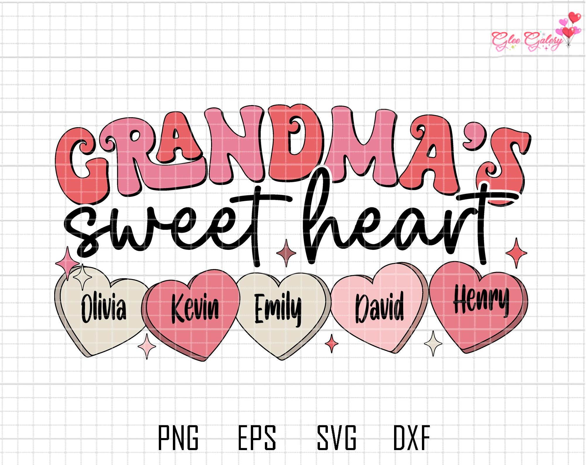 Personalized Grandmas Sweet Heart Svg, Custom Kids Name Svg, - Inspire ...