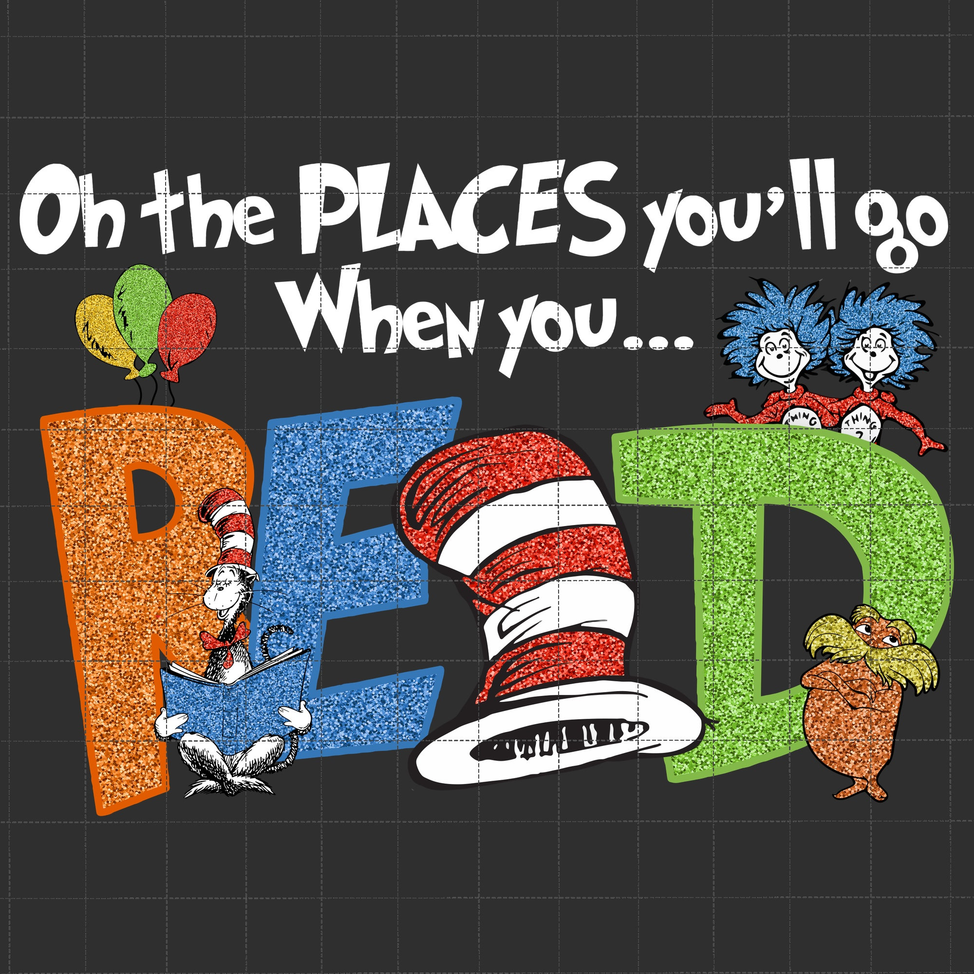 Glitter Oh The Places You Will Go When You Read Png, Cat In | Inspire ...
