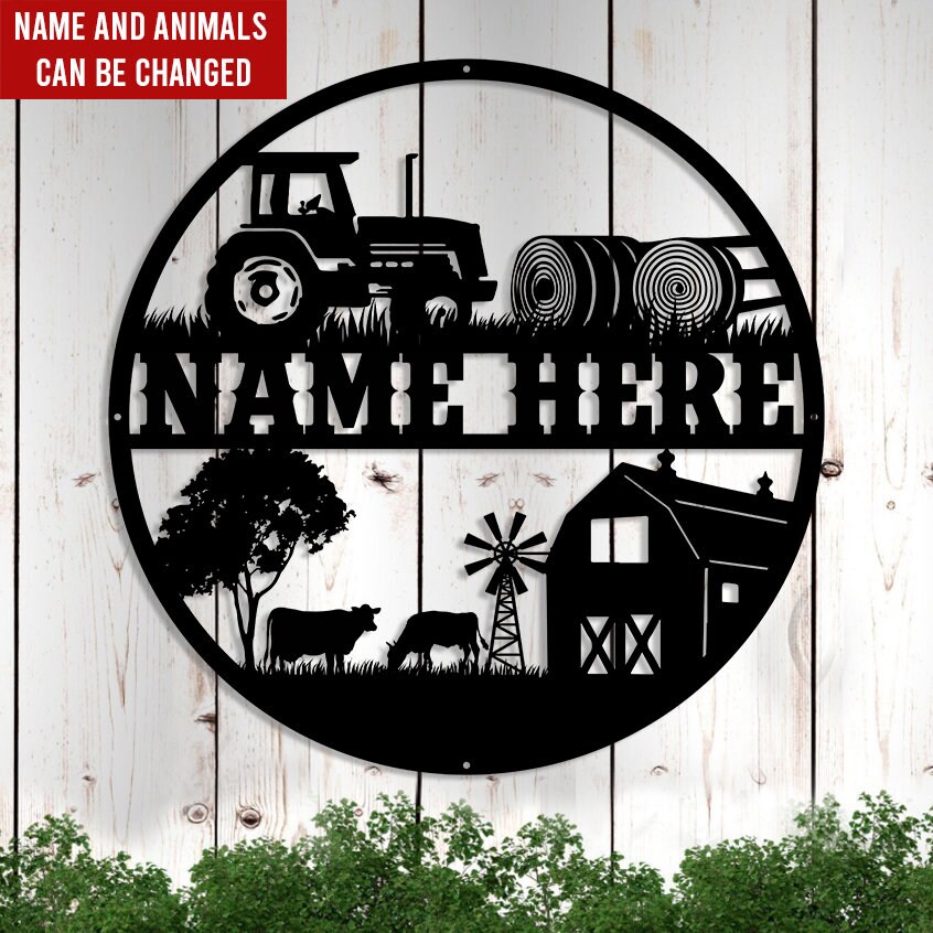 Personalized Farm Scene and Animals Customized Cut Metal Sig | Inspire ...