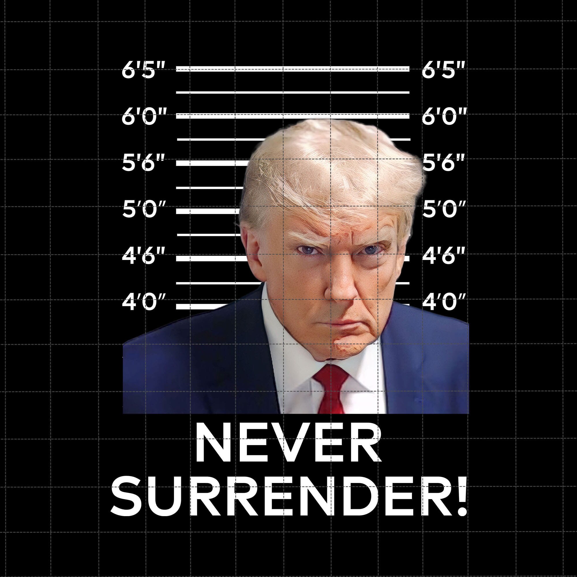 Trump Never Surrender Png, Trump Mugshot Png, Mug Shot Png | Inspire Uplift