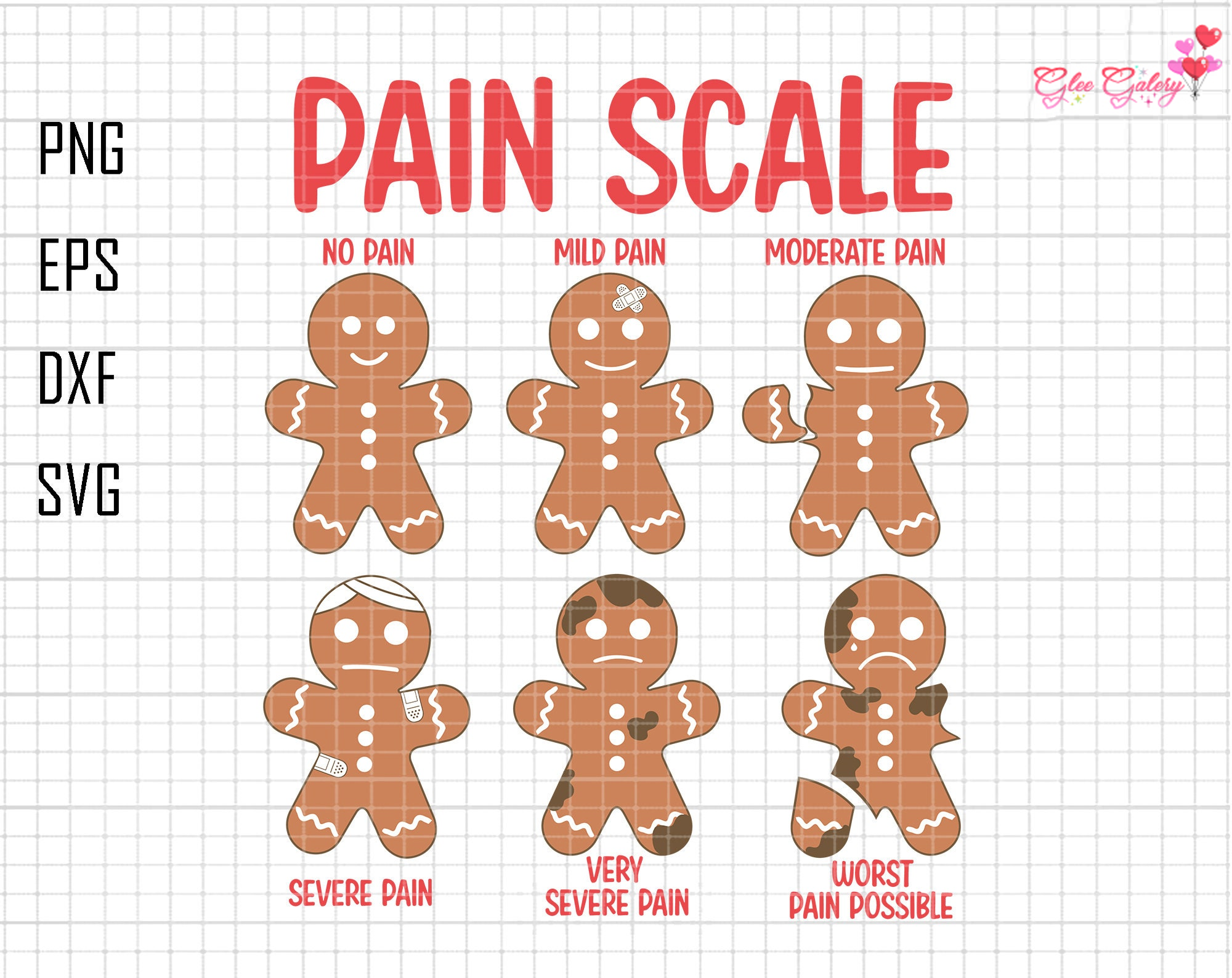Pain Scale Svg, Christmas Nurse Svg, Gingerbread Man Svg | Inspire Uplift