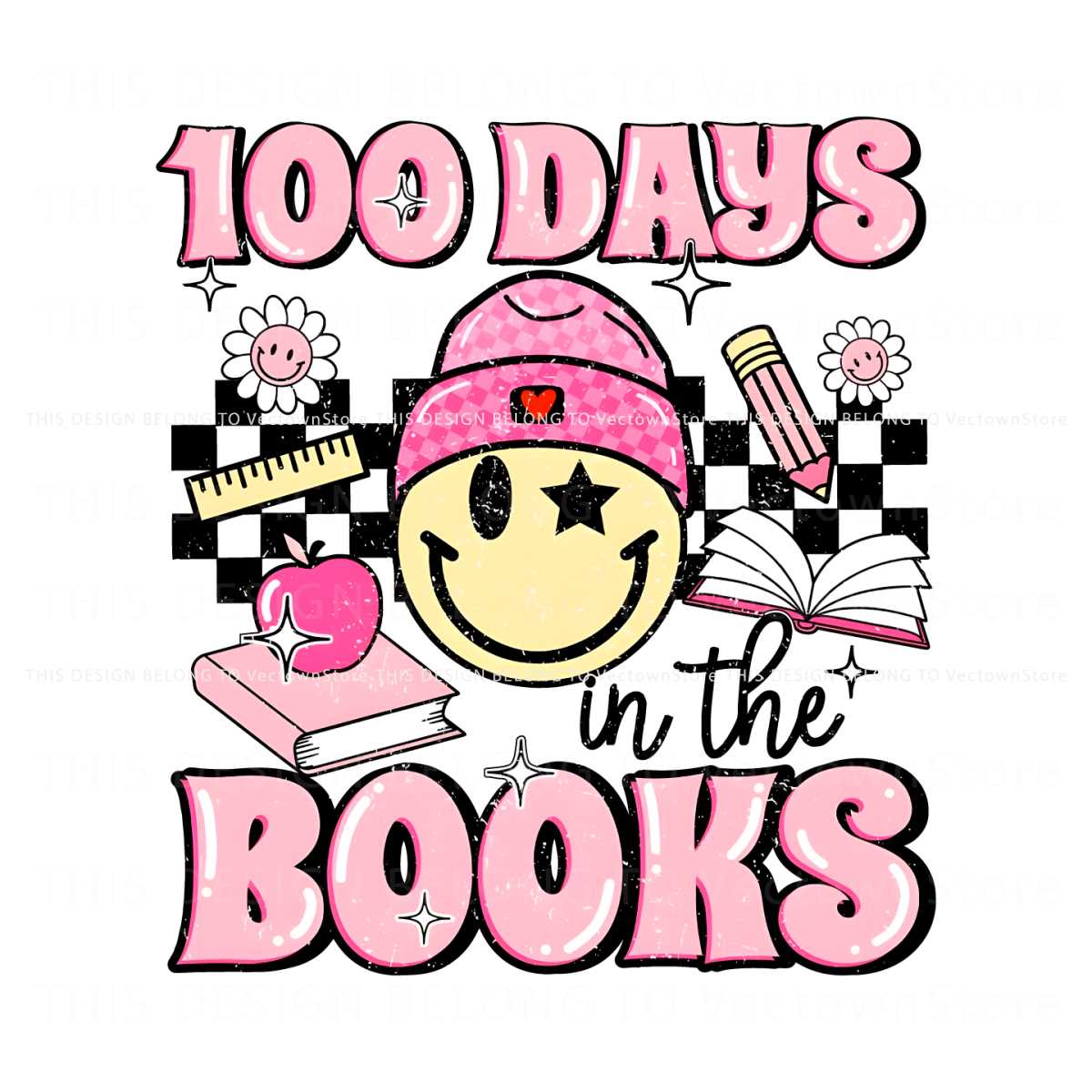 100 Days In The Books Smiley Face PNG, Trending Digital File | Inspire ...