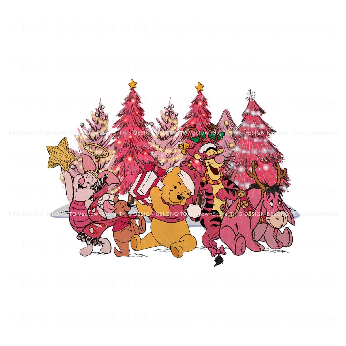 Winnie The Pooh Pink Christmas Tree PNG, Trending Design Fil | Inspire ...