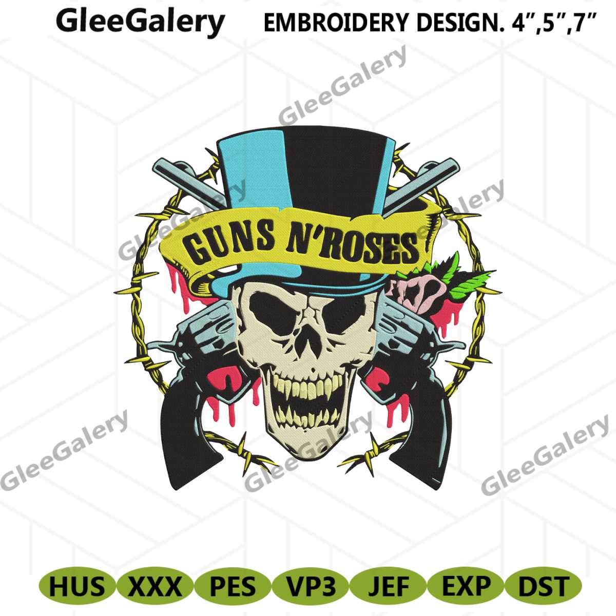 Guns N' Roses Logo Rock Band Embroidery Design Download File | Inspire ...