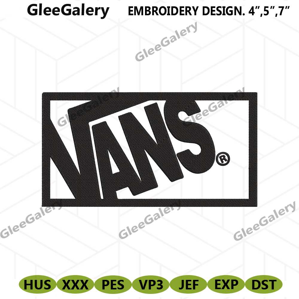 Vans Outline Box Logo Embroidery Design Download | Inspire Uplift