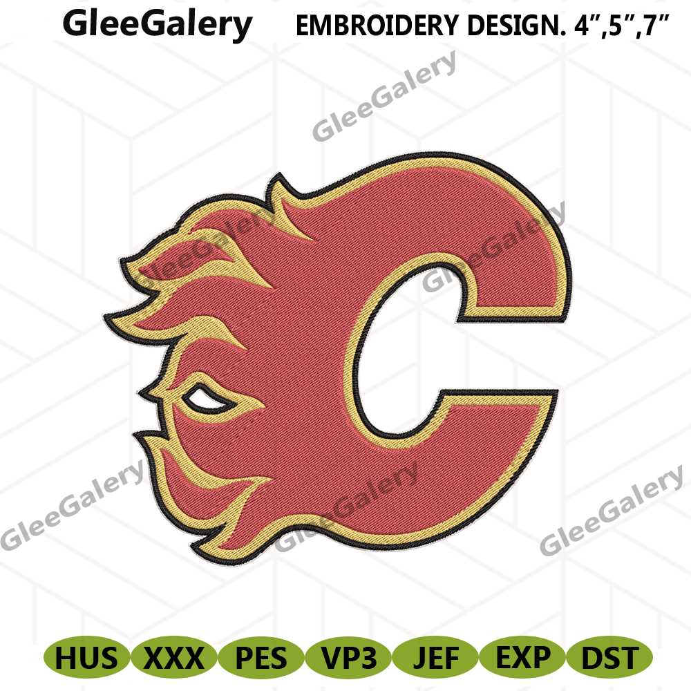 Calgary Flames Wordmark Logo Machine Embroidery, Calgary Fla | Inspire ...