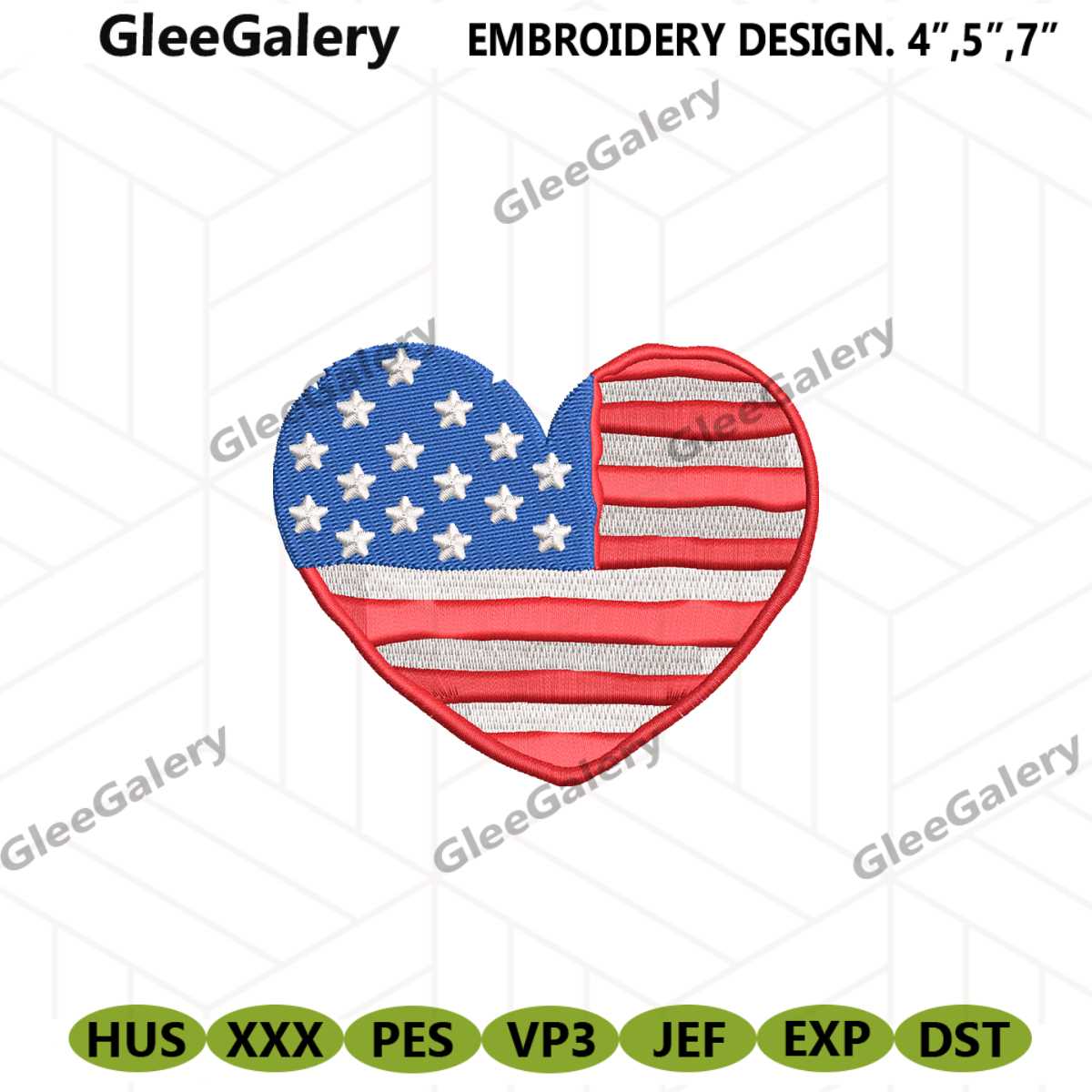 American Heart Flag Embroidery Design File, USA Flag Heart M | Inspire ...