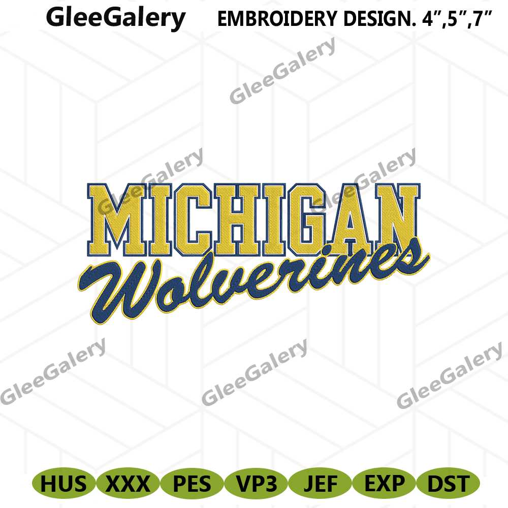 Michigan Wolverines Wordmark Logo Machine Embroidery, Michig | Inspire ...