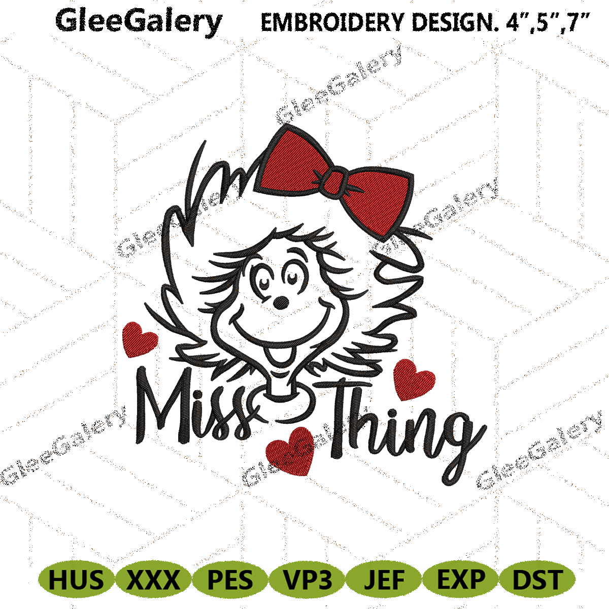 Miss Thing Girl Dr. Seuss Embroidery Design Instant | Inspire Uplift