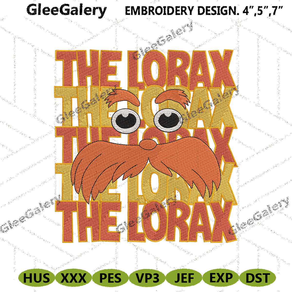 The Lorax Face Embroidery Instant Design File - Inspire Uplift