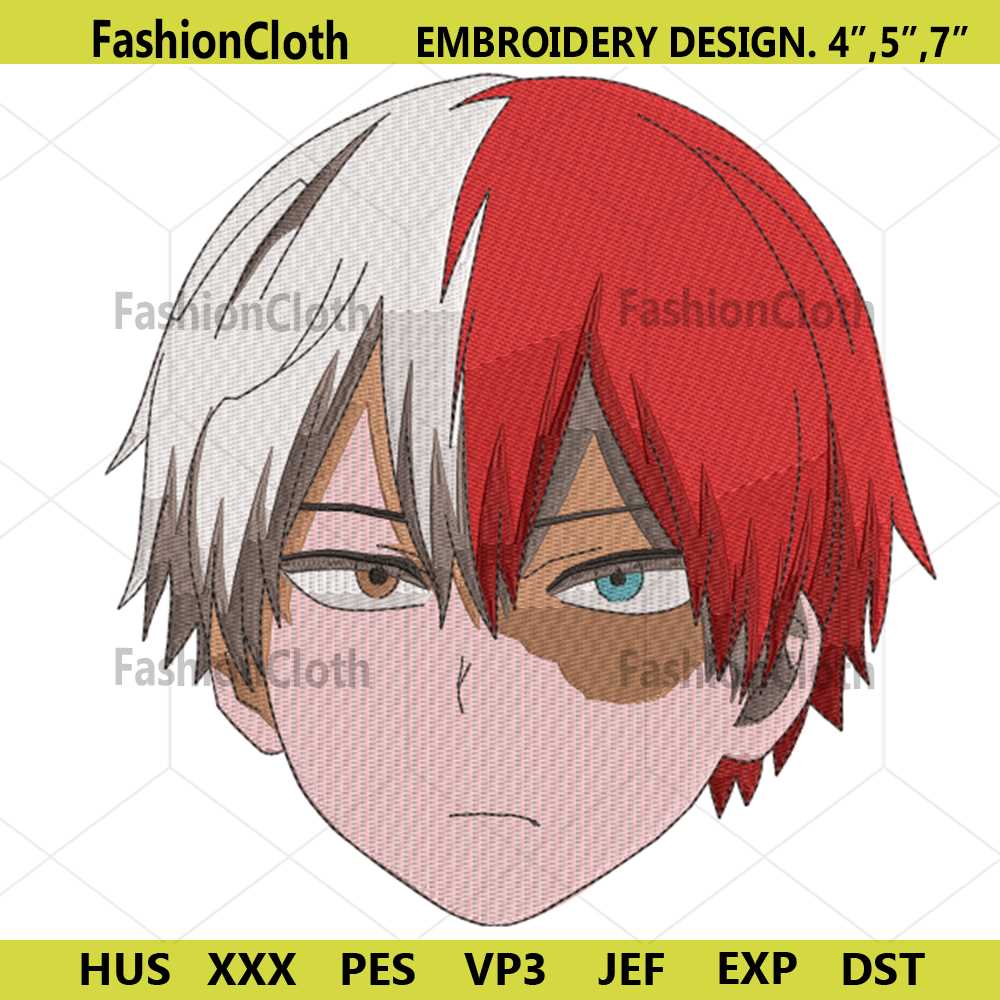 Shoto Head Anime My Hero Academia Embroidery Design Instant | Inspire ...