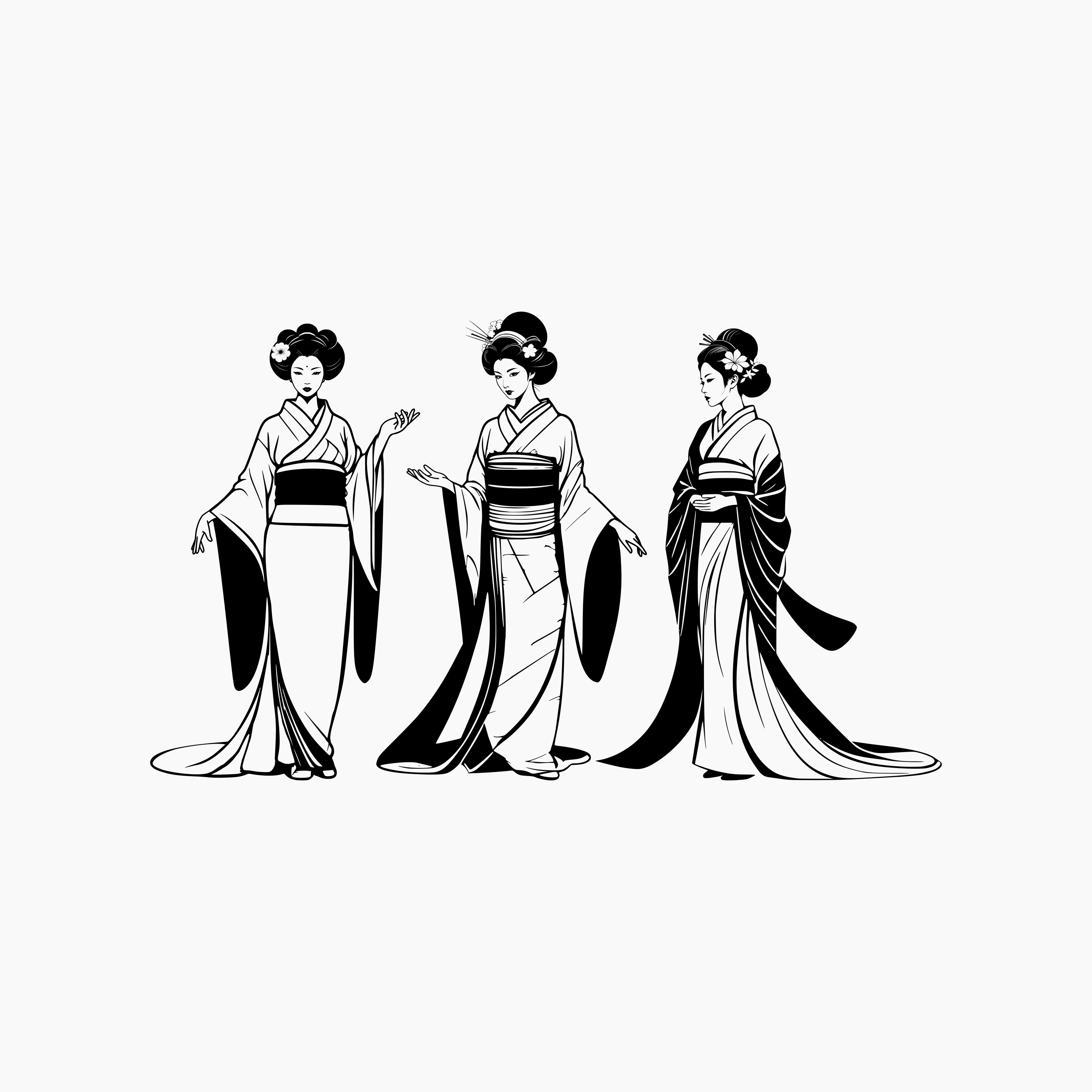 Japanese Geishas. Svg Png Eps Dxf Cut files. | Inspire Uplift