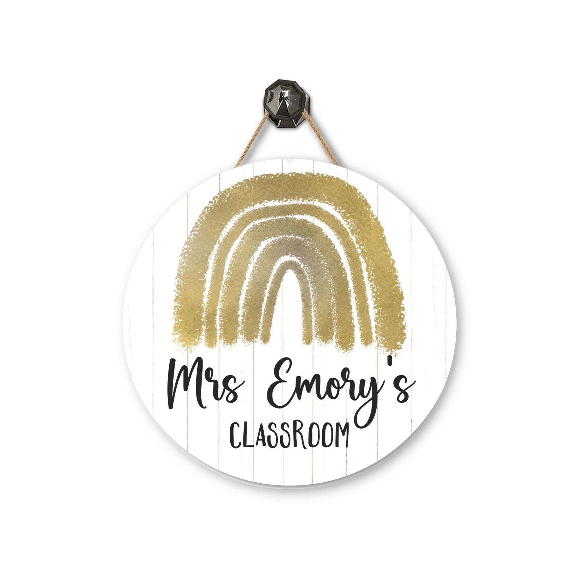 Boho Teacher Door Sign Gold Rainbow Metal Classroom Sign R | Inspire Uplift