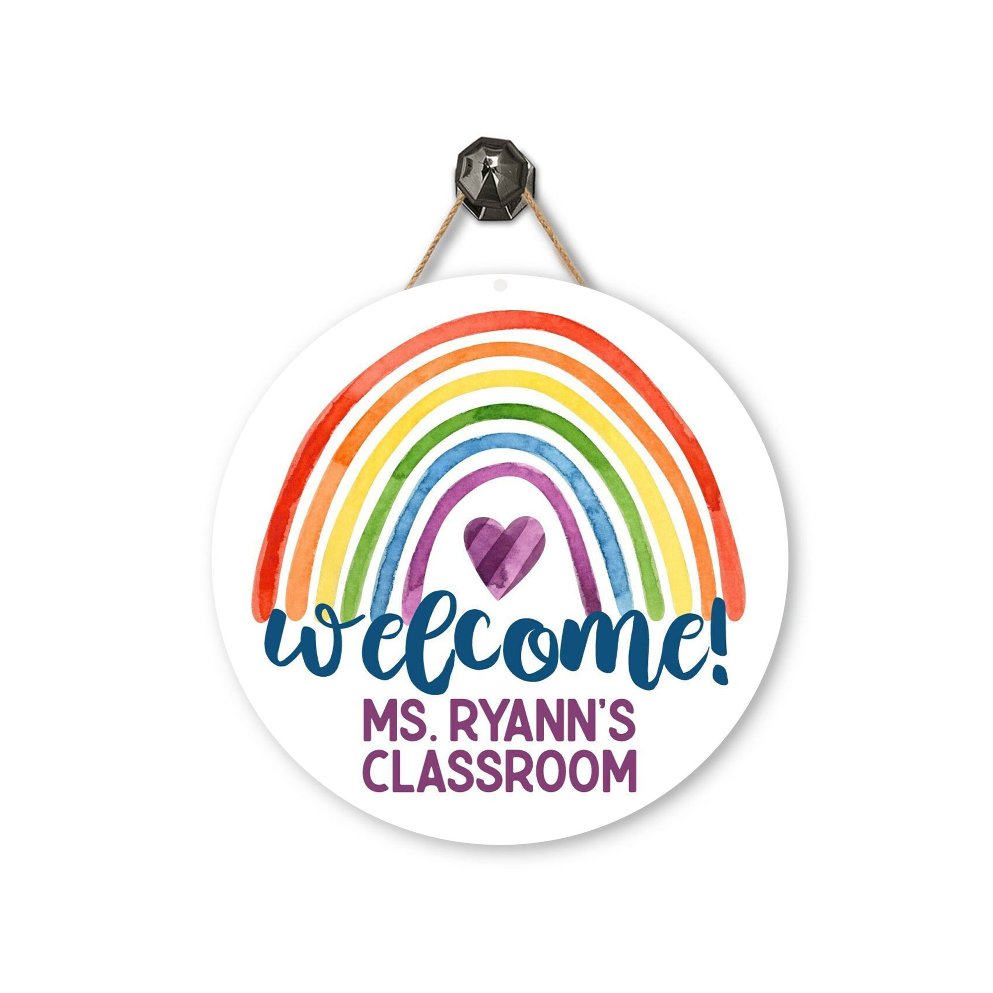 Rainbow Classroom Door Sign Metal Teacher Sign Personalize | Inspire Uplift