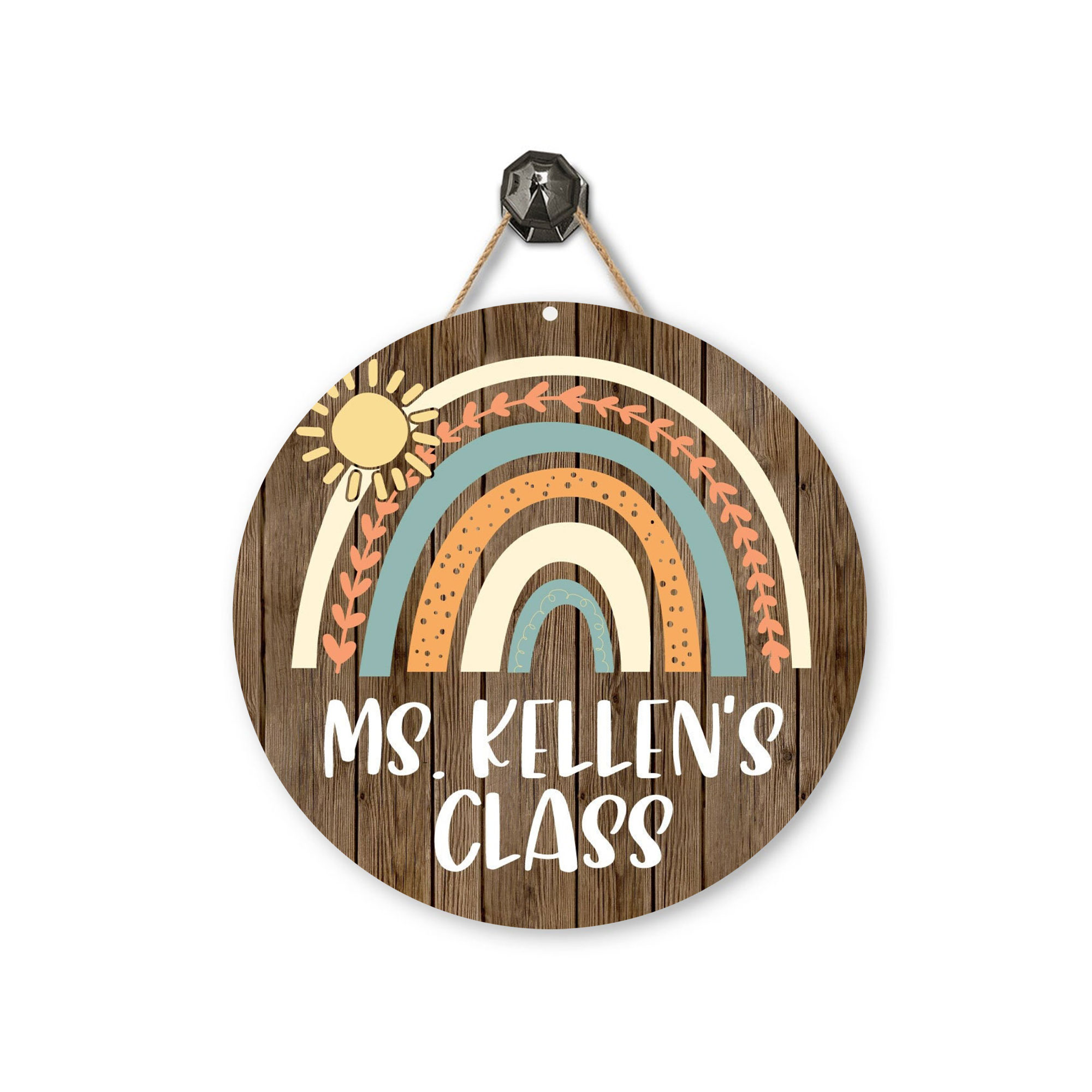 Teacher Name Sign Rainbow Classroom Sign Personalized Welc - Inspire Uplift