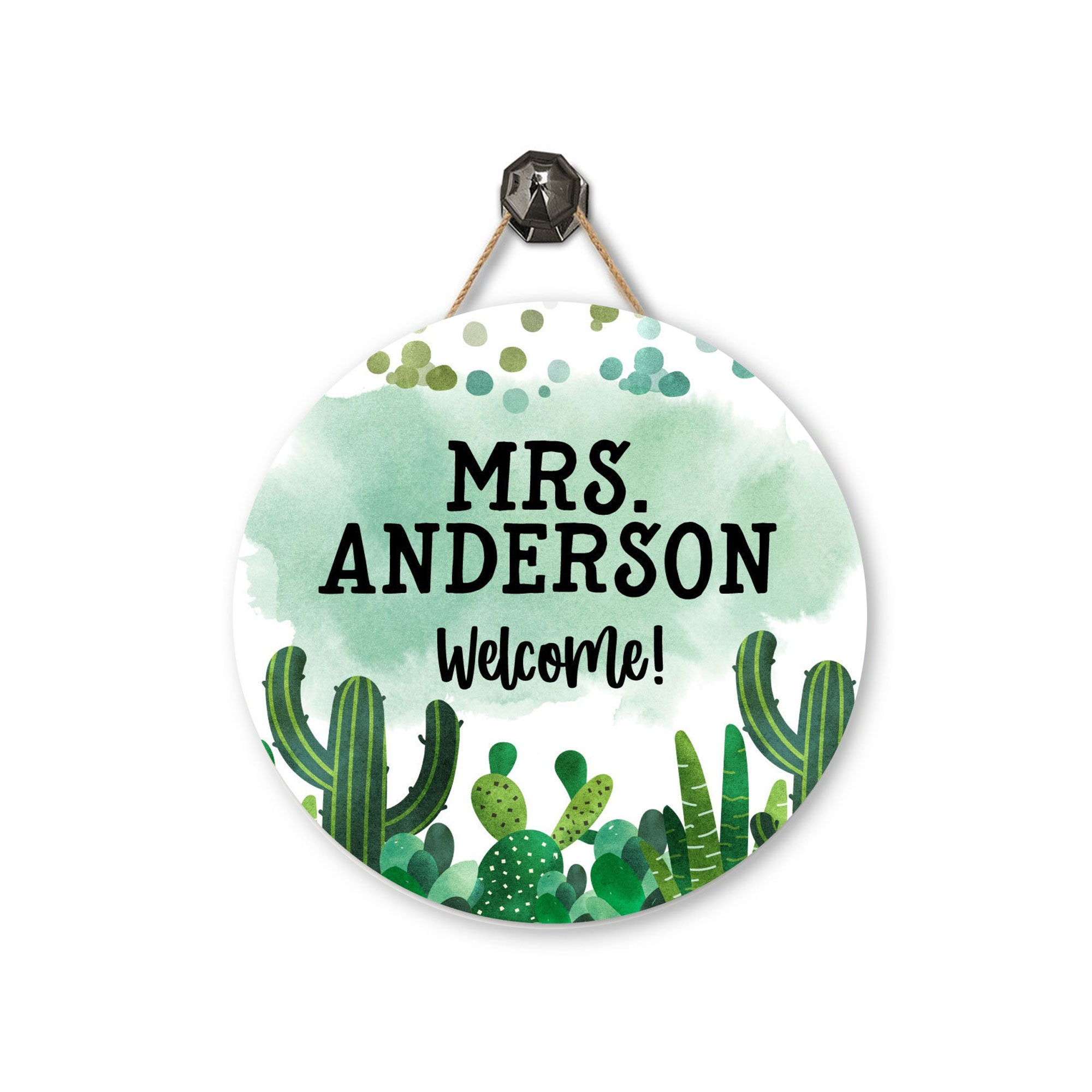 Cactus Teacher Door Sign Succulents Metal Classroom Sign G | Inspire Uplift