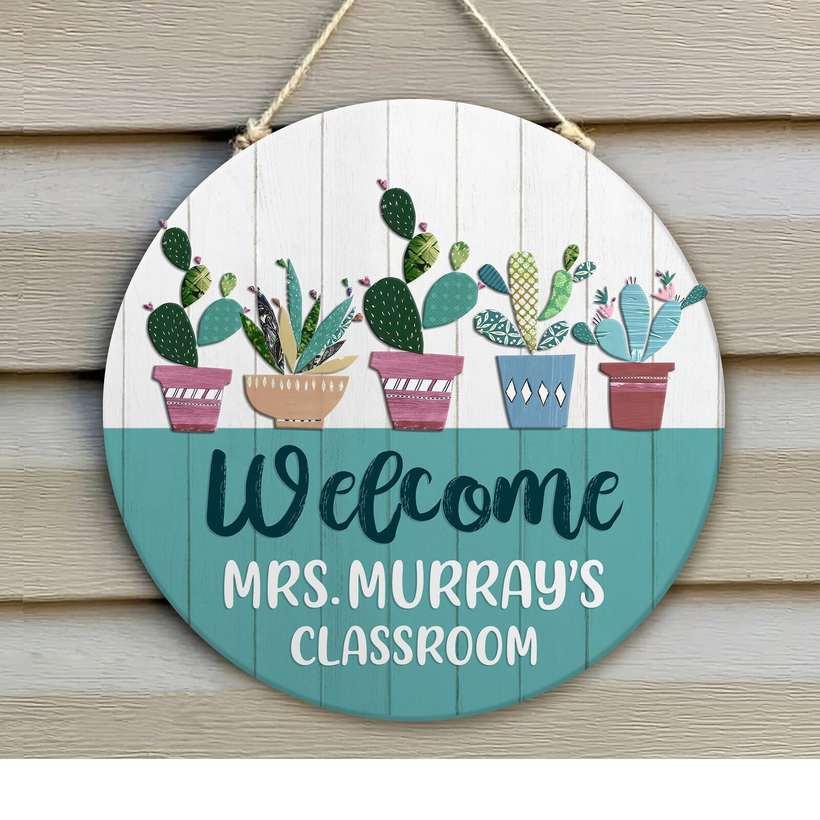 Custom Teacher Sign, Personalized Cactus Teacher Door Sign, | Inspire ...