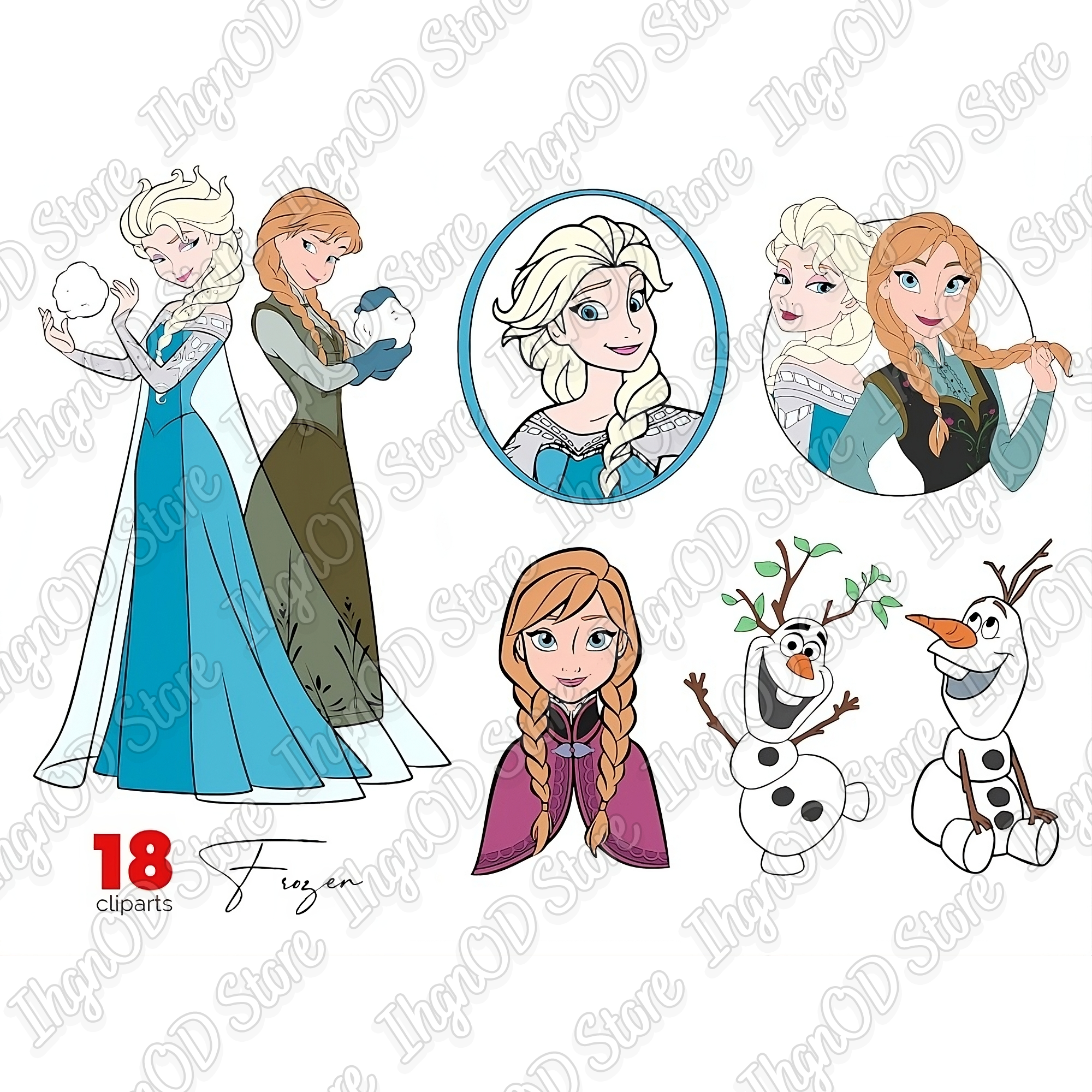 18 Disney Frozen PNG Cut Files, Anna and Elsa PNG | Inspire Uplift