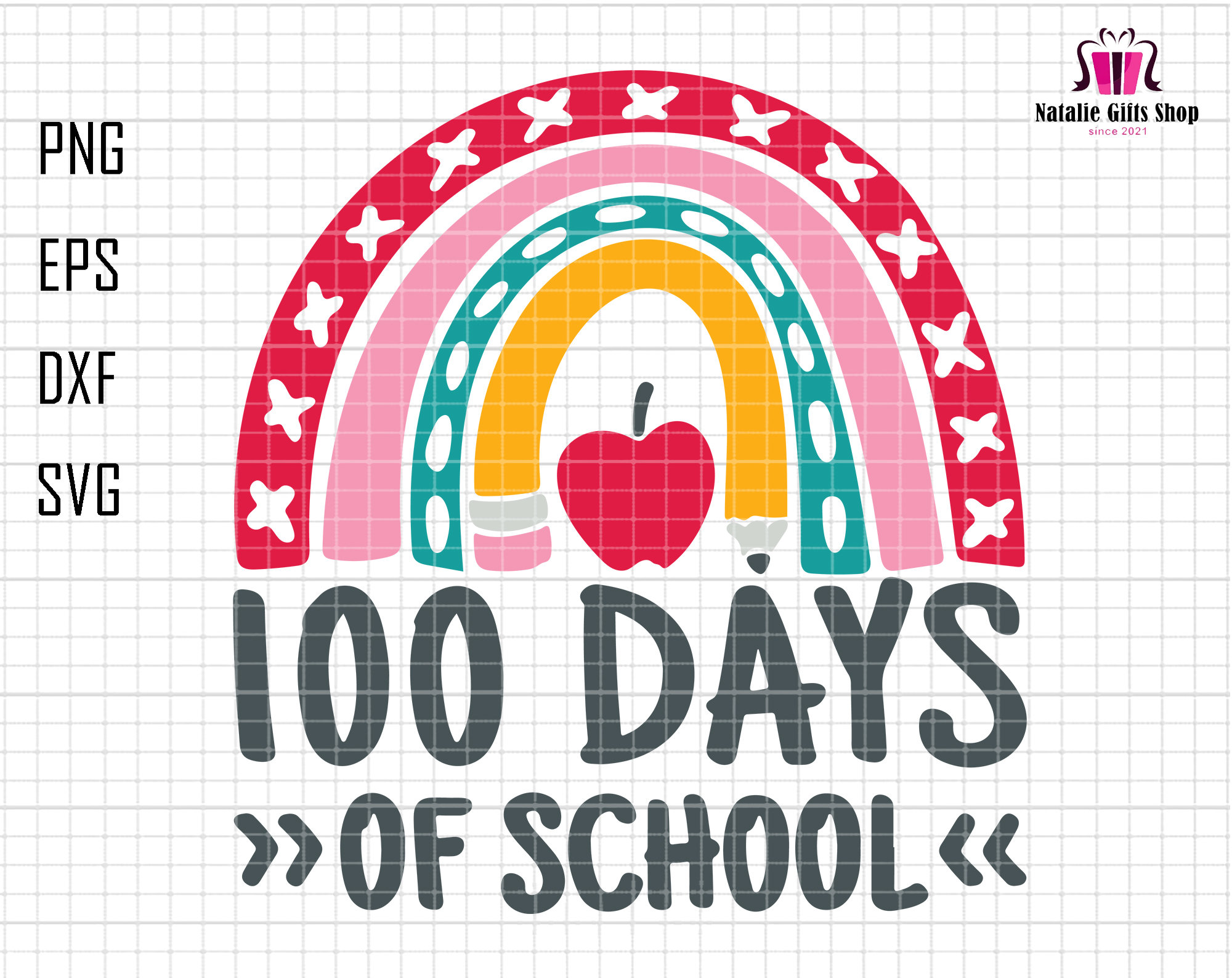 100 Day Of School Svg, Rainbow Colorful Png, 100th Day Of Sc - Inspire ...
