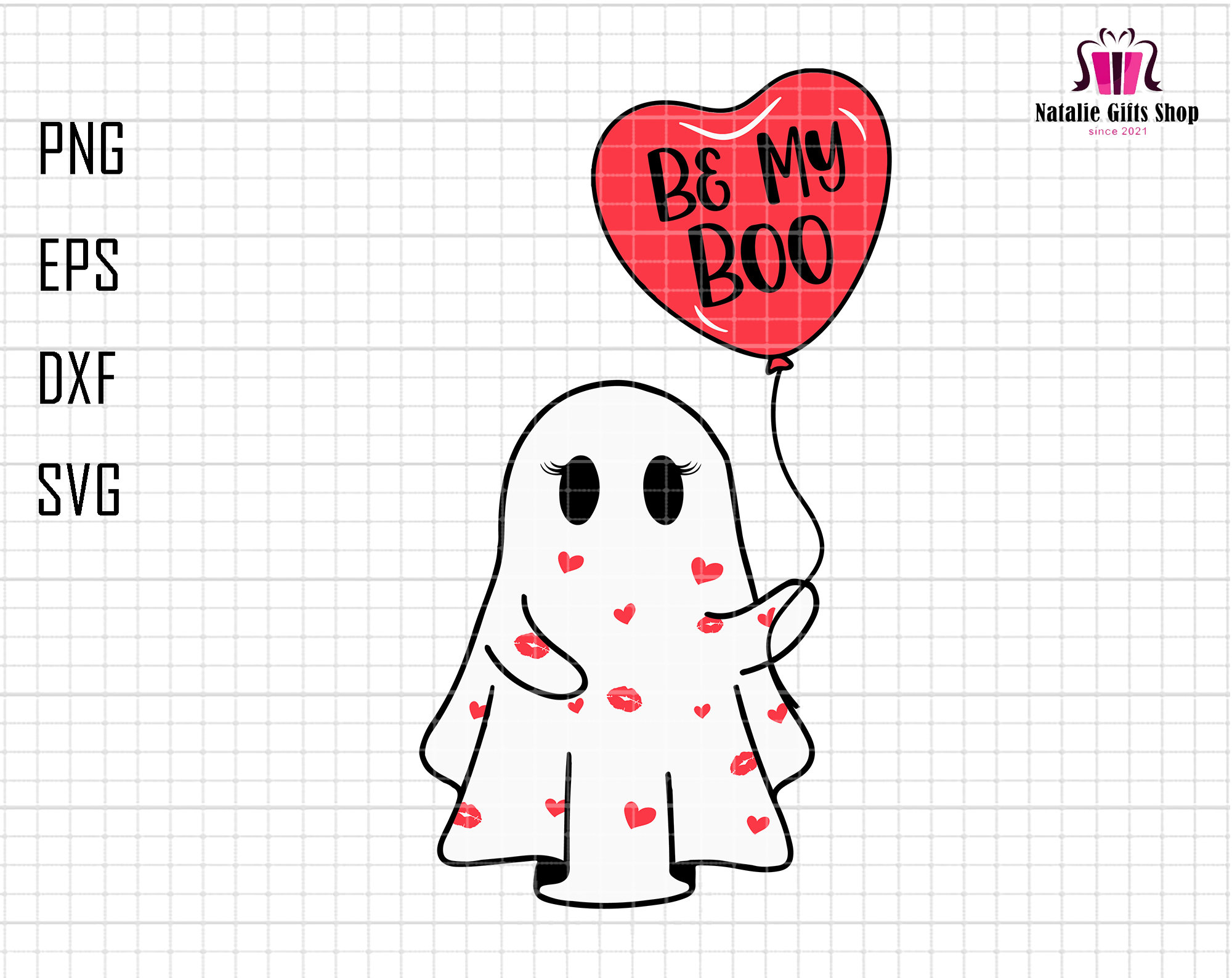 Be My Boo Svg, Valentines Ghost Svg, Ghost With Balloon Hear | Inspire Uplift