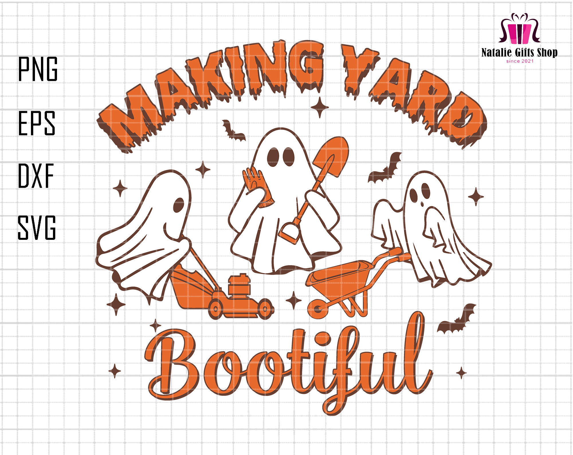 Making Yard Bootiful Svg, Cute Ghost Svg, Lawn Mower Svg, Ga | Inspire ...